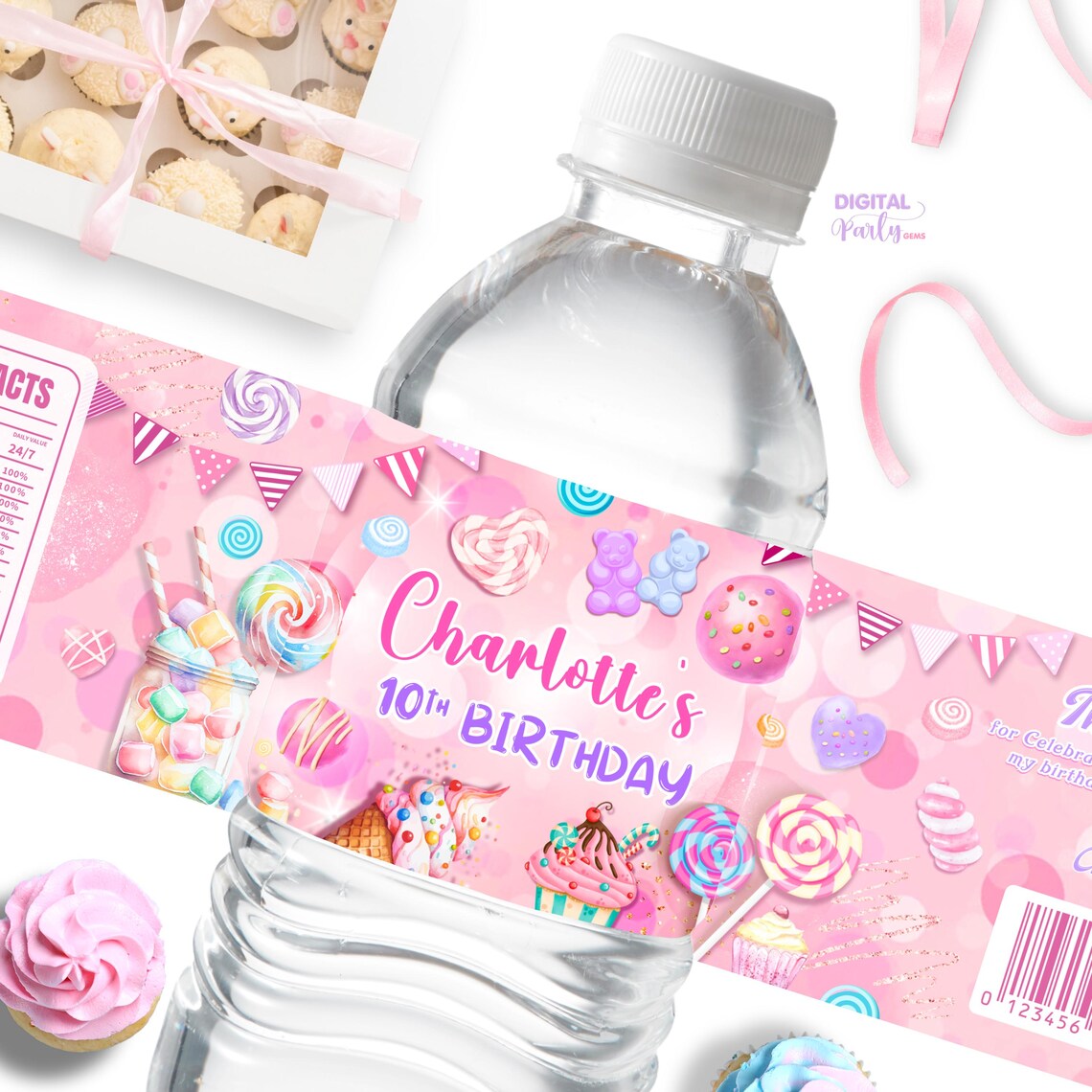Candy Land Bottle Wrapper Juice Label Candy Shop Theme Party Editable ...