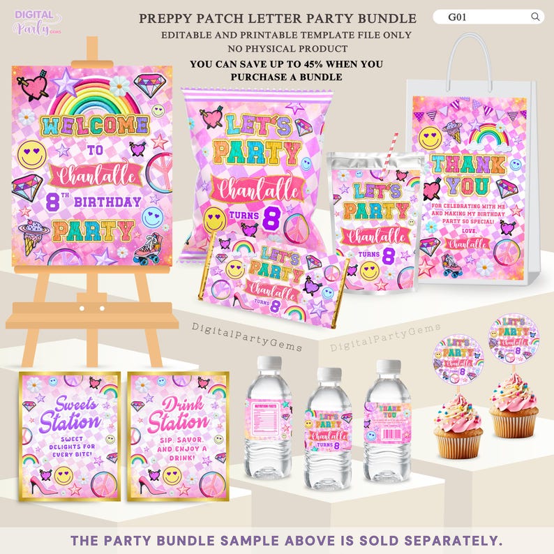 Patch Letter Invitation Preppy Patch Theme Party Invite Editable ...