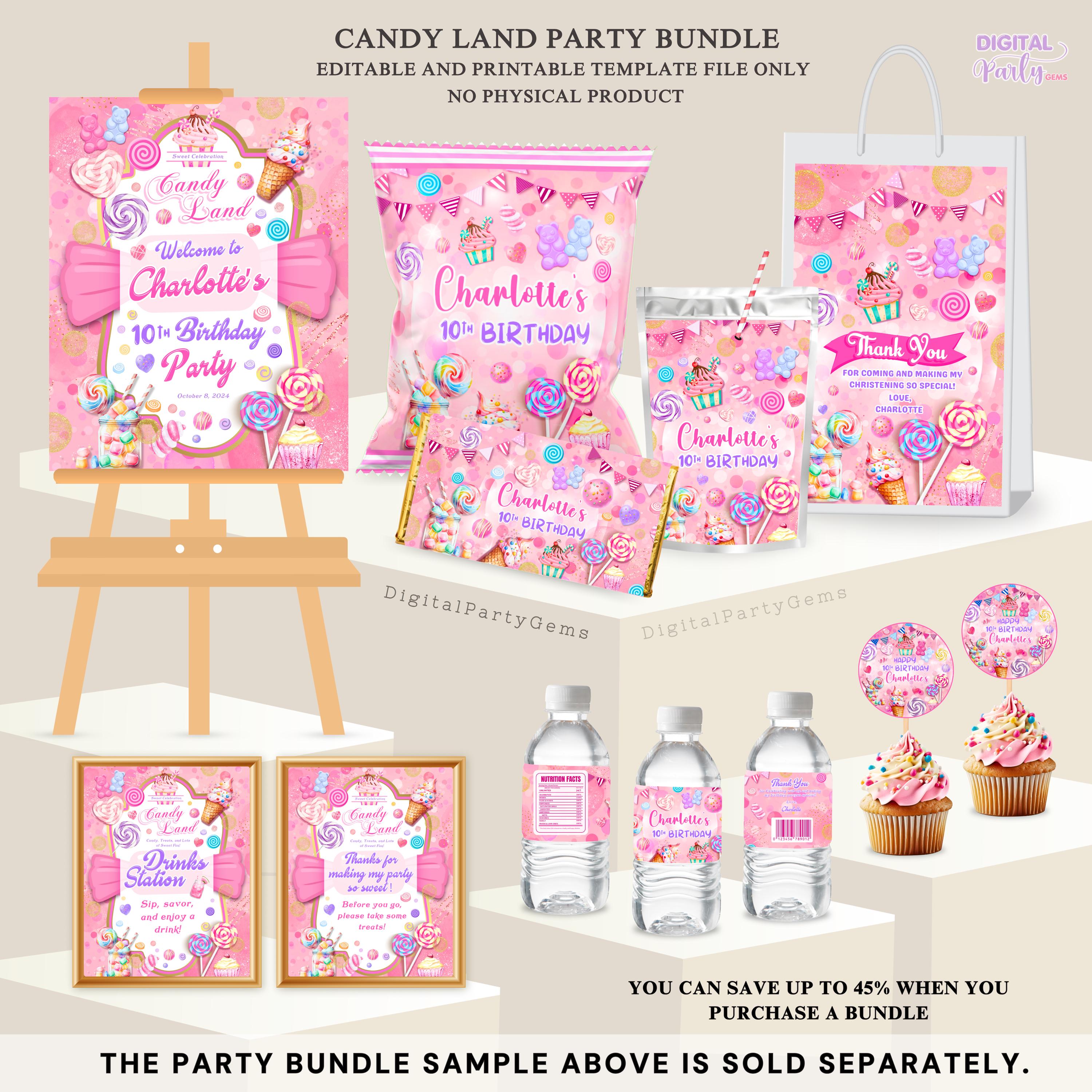 Candy Land Chip Bag Label Candy Shop Theme Party Chip Bag Editable ...