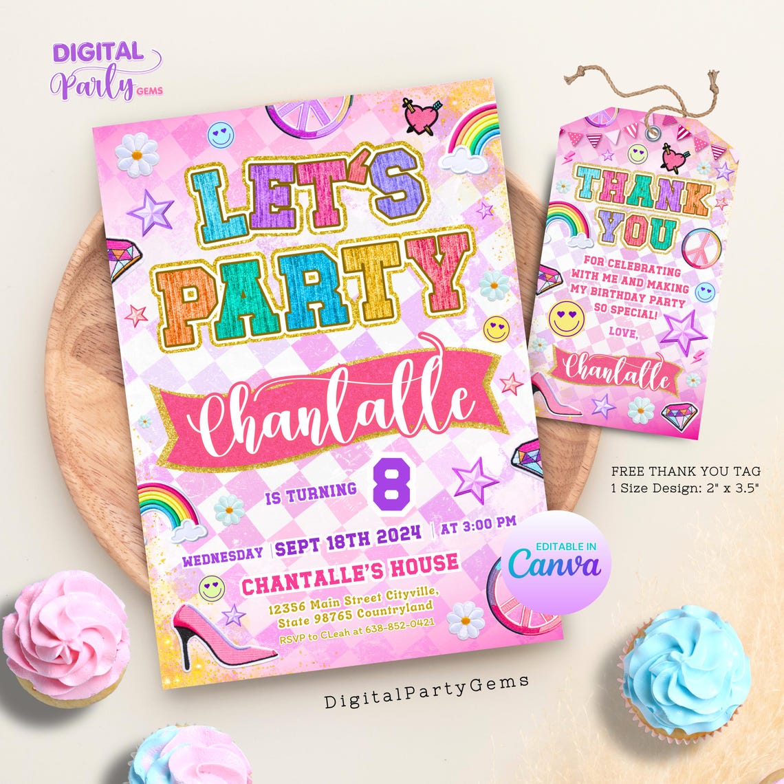 Patch Letter Invitation Preppy Patch Theme Party Invite Editable ...