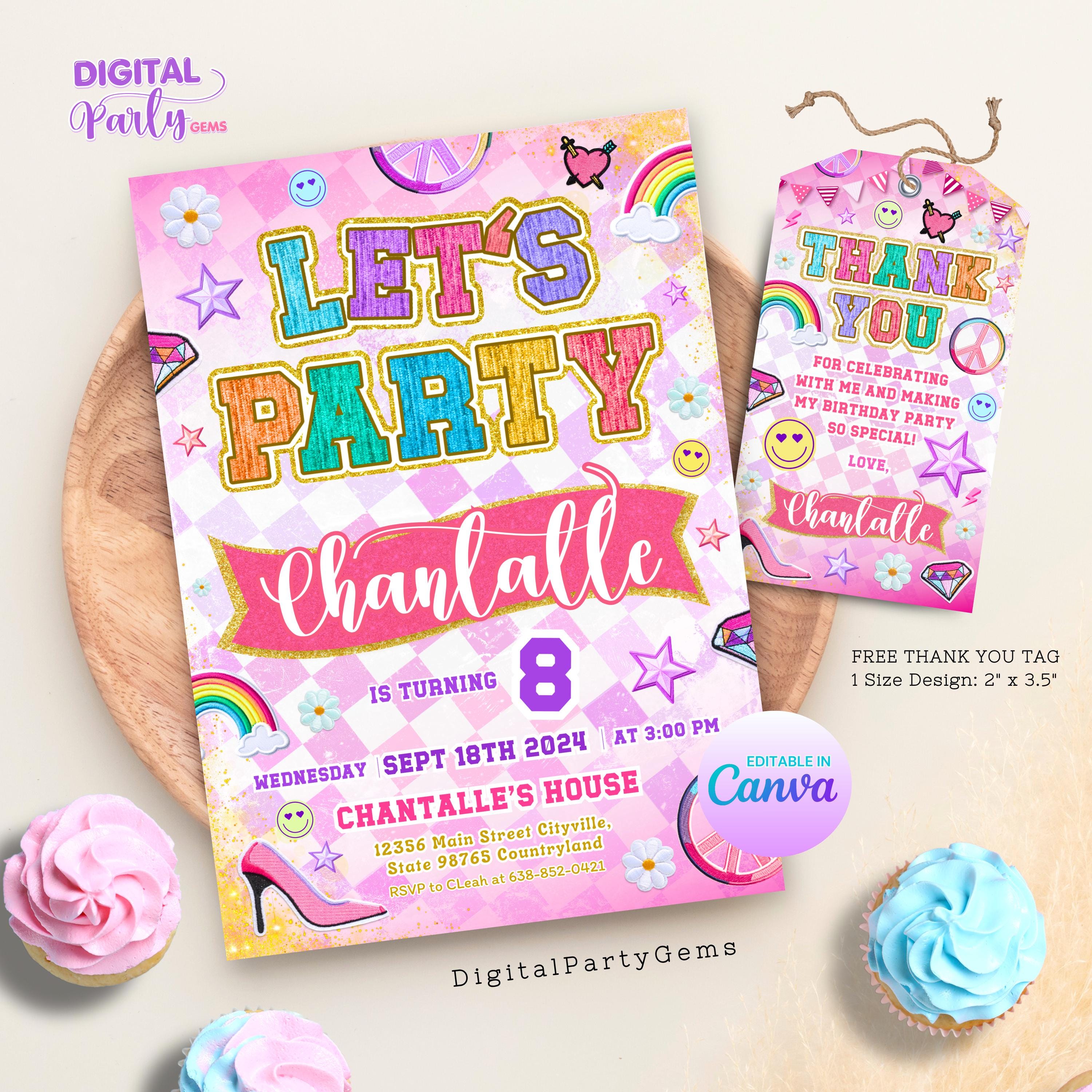 Patch Letter Invitation Preppy Patch Theme Party Invite Editable ...