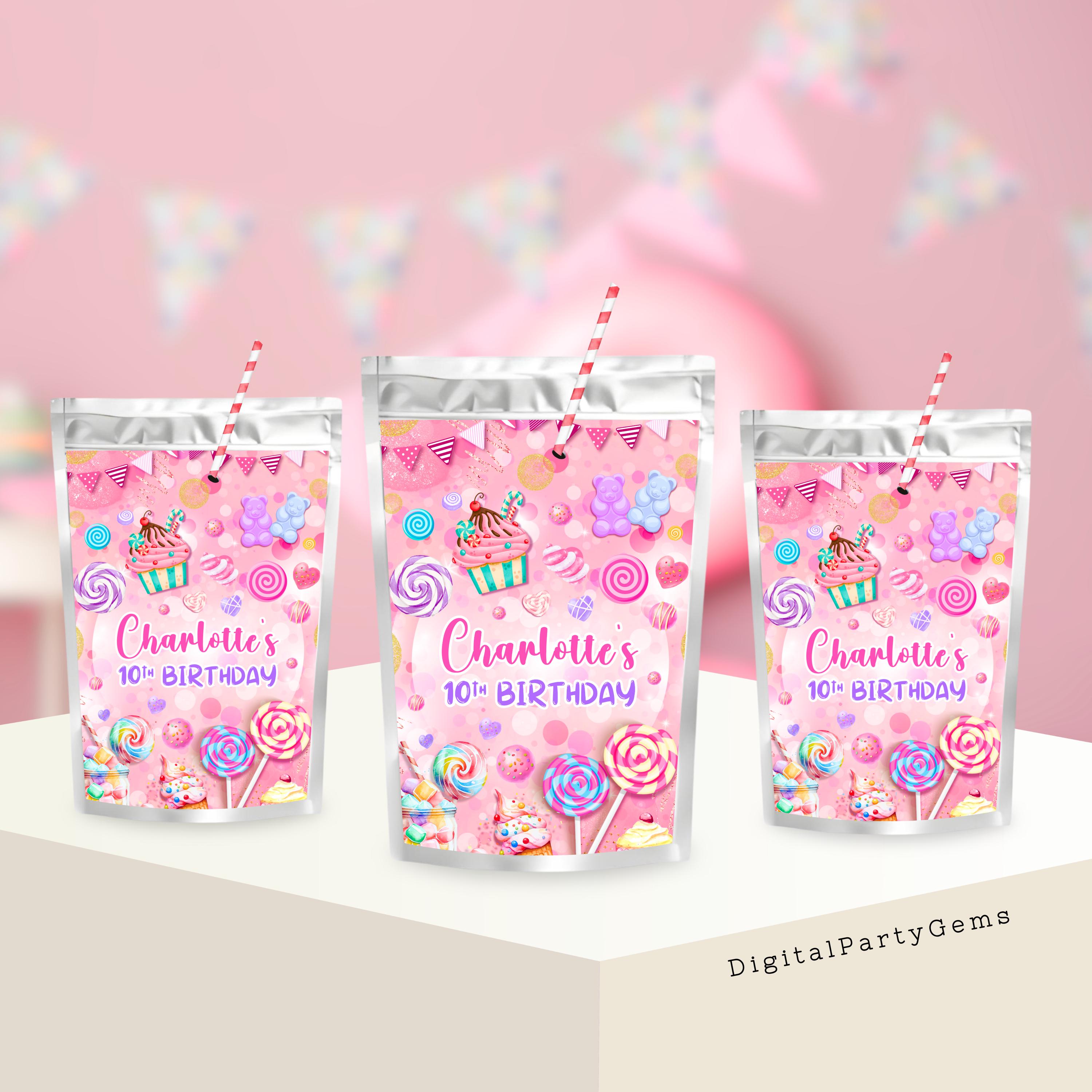 Candy Land Bottle Wrapper Juice Label Candy Shop Theme Party Editable ...