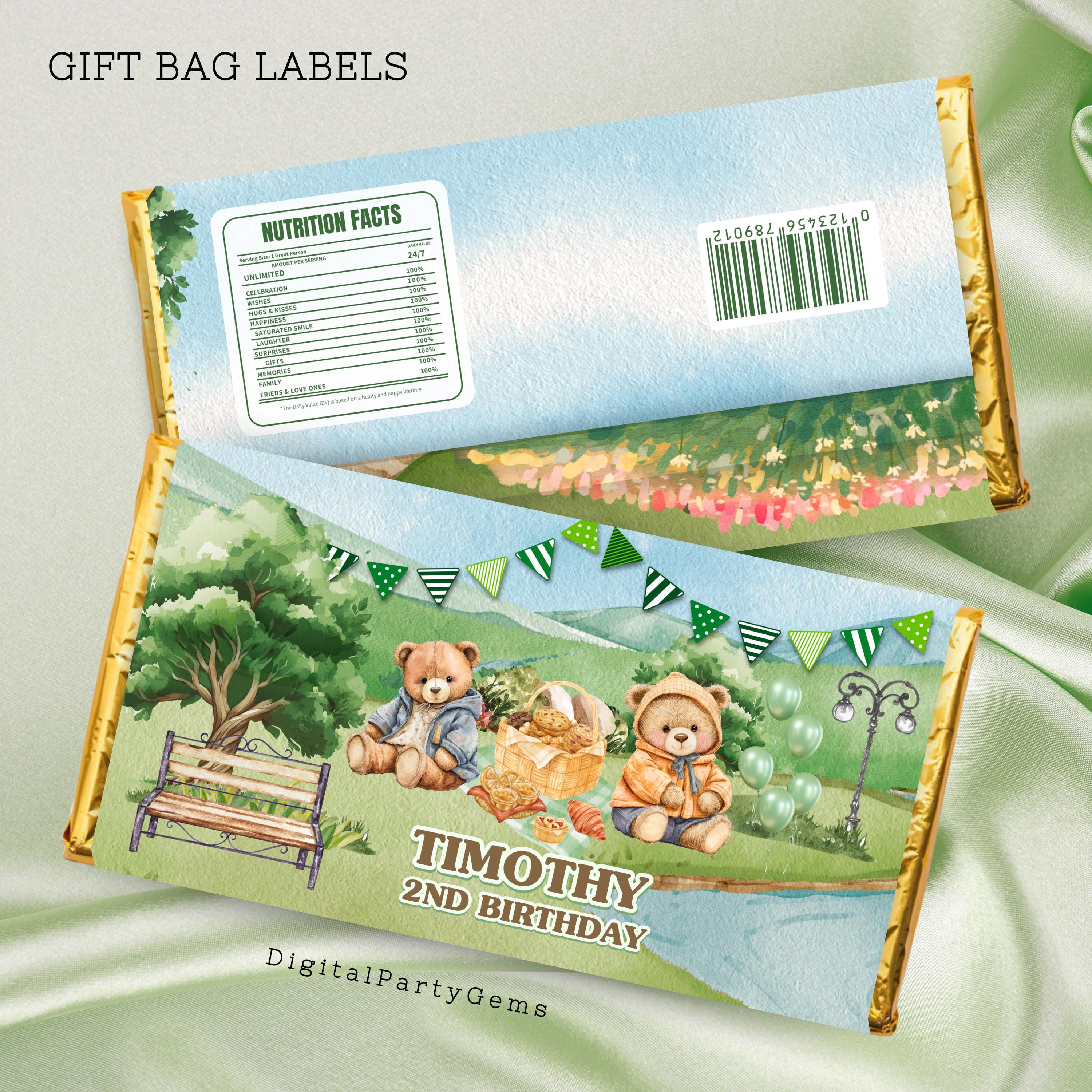 Teddy Bear Picnic Chocolate Wrapper With Cake Topper Greenery Bear ...