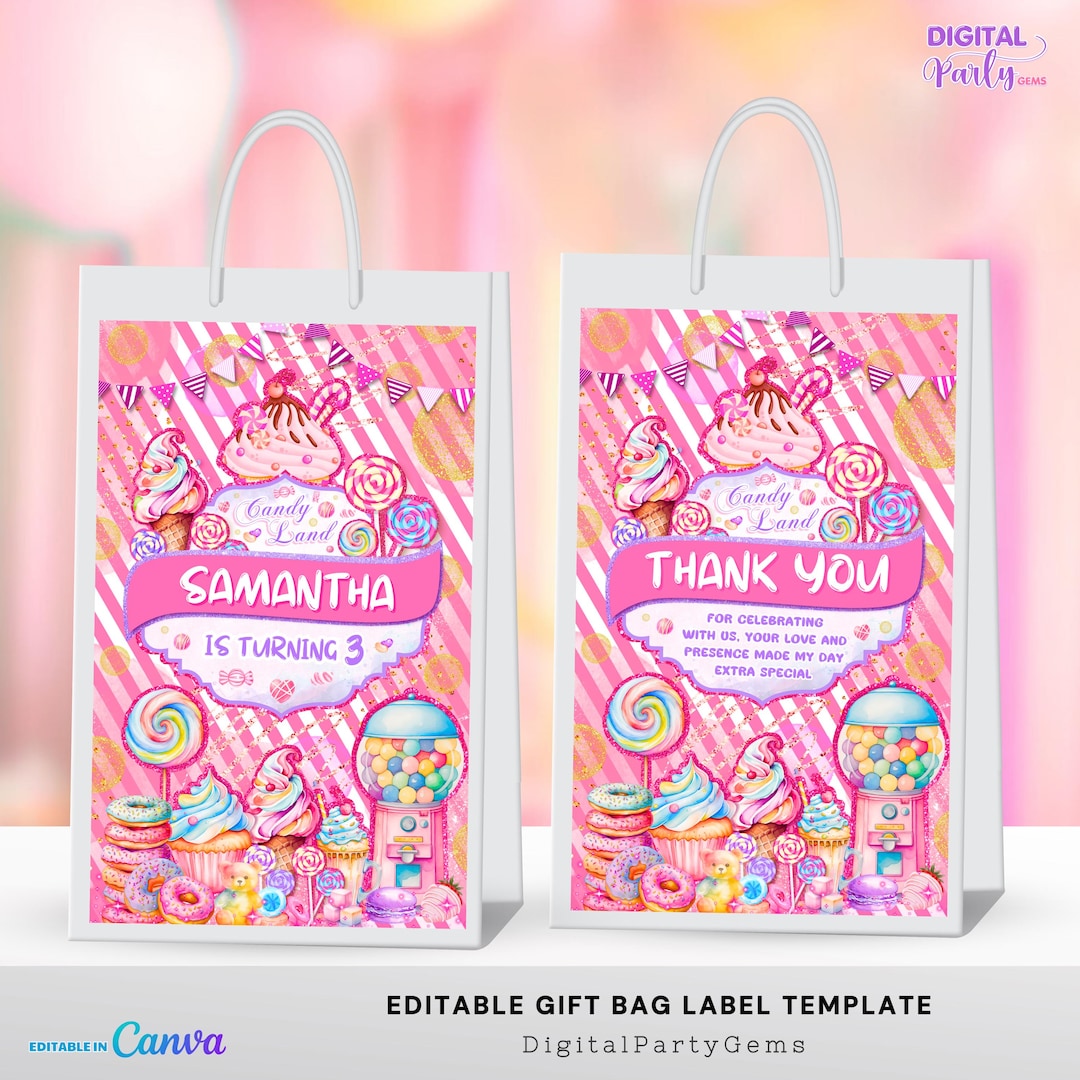 Sweet Candy Birthday Gift Bag Label Sweet Candies Shop Theme Party ...