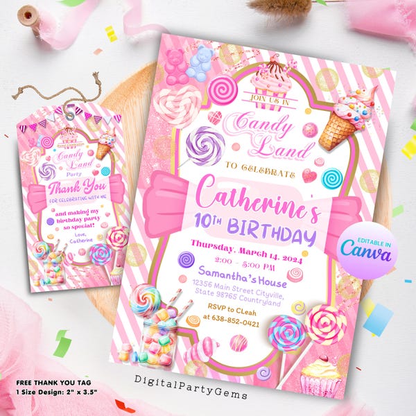 CANDYLAND Baby Shower Invitation, Candy Land Party Invitation, Sweets ...