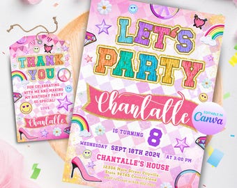 Patch Letter Invitation Preppy Patch Theme Party Invite Editable ...