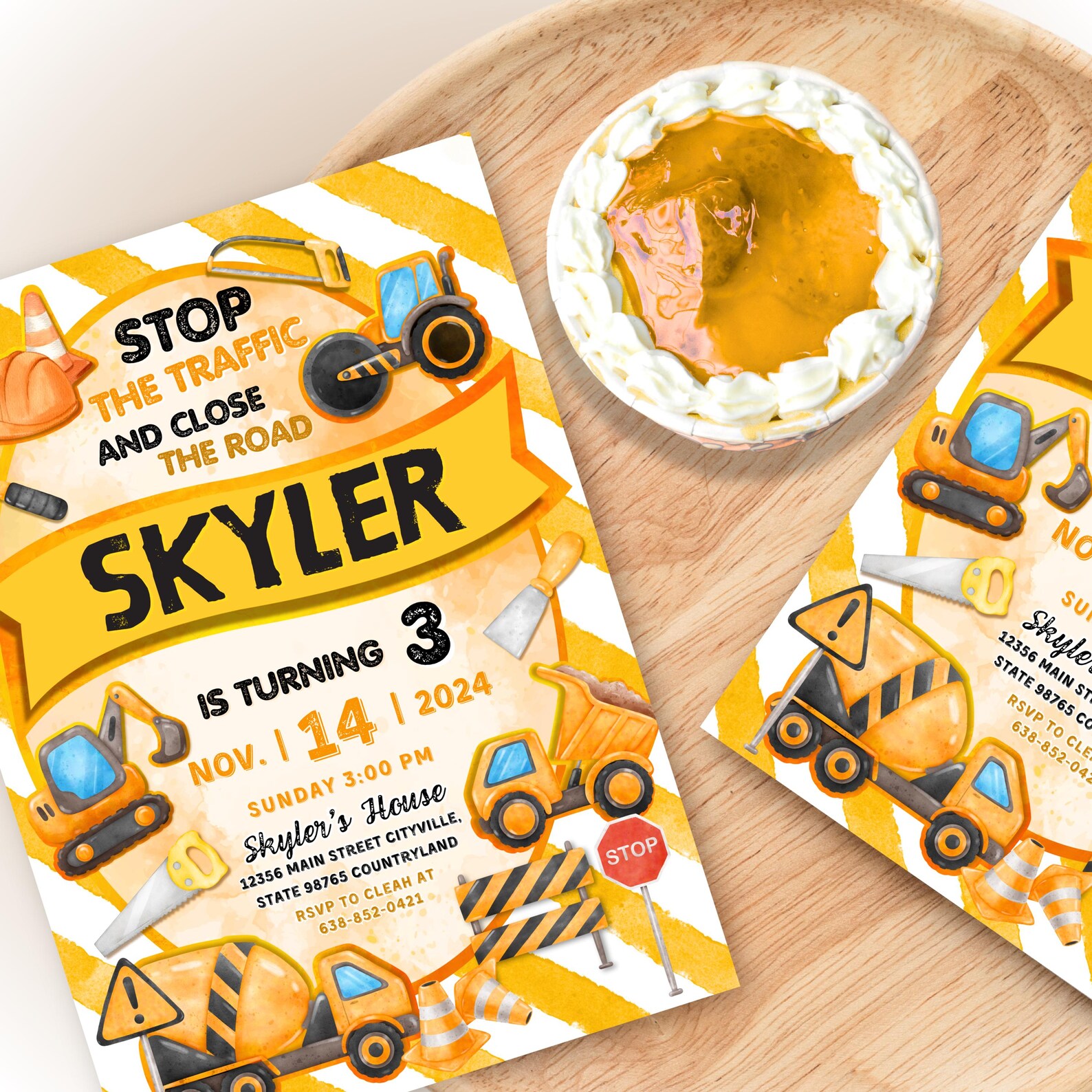 Construction Birthday Invitation Construction Vehicle Party Invite ...