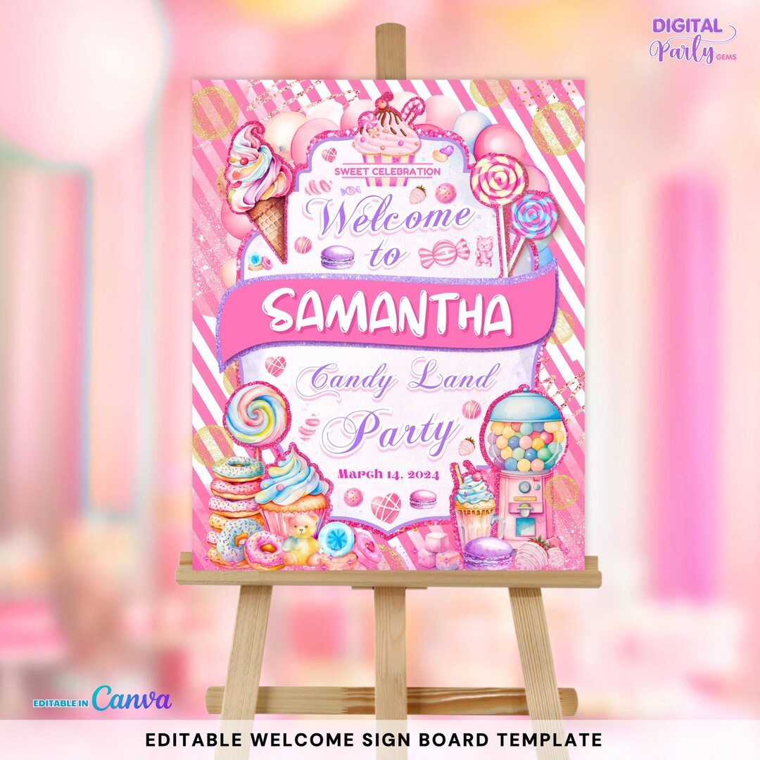 Sweets Candy Welcome Sign Board Birthday Sweets Candies Shop Theme ...