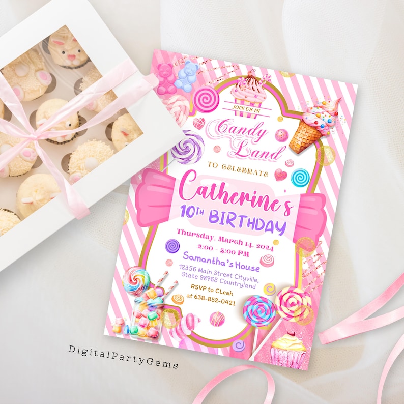 Candy Land Birthday Invitation Sweets Candies Celebration Candy Land ...