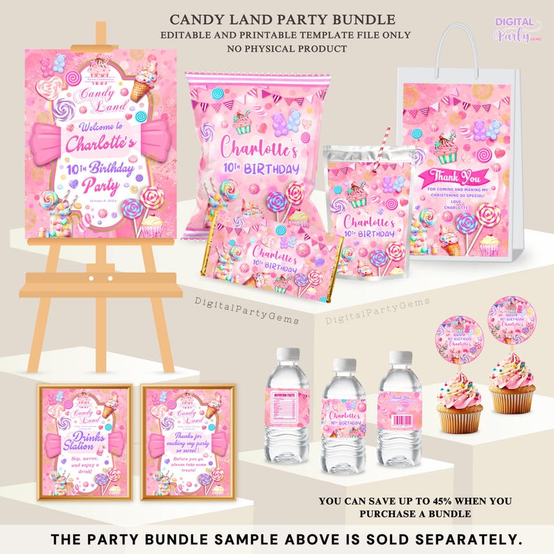 Candy Land Gift Bag Label Candy Shop Theme Party Gift Bag Editable ...