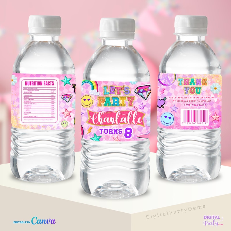 Varsity Patch Letter Water Bottle Label Preppy Theme Bottle Wrapper ...