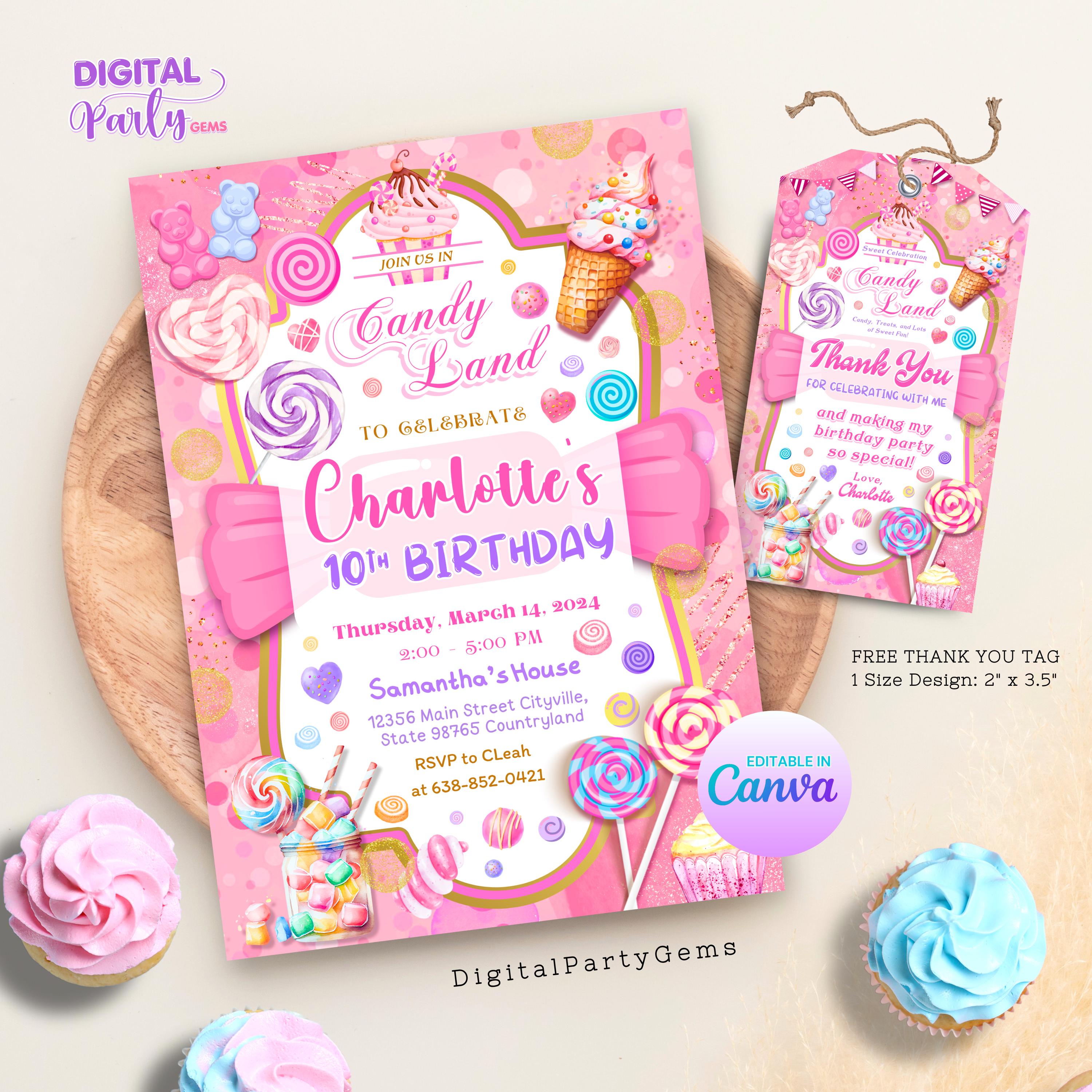 Candy Land Invitation Candy Shop Theme Party Invite Editable Sweet ...