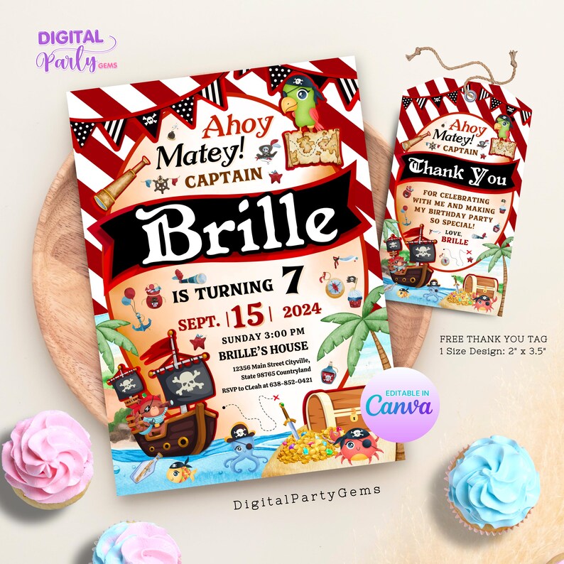 Pirate Birthday Invitation Pirate Adventure Party Invite Editable ...
