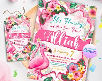 Editable Pink Flamingo Birthday Invitation Party Printable - Etsy
