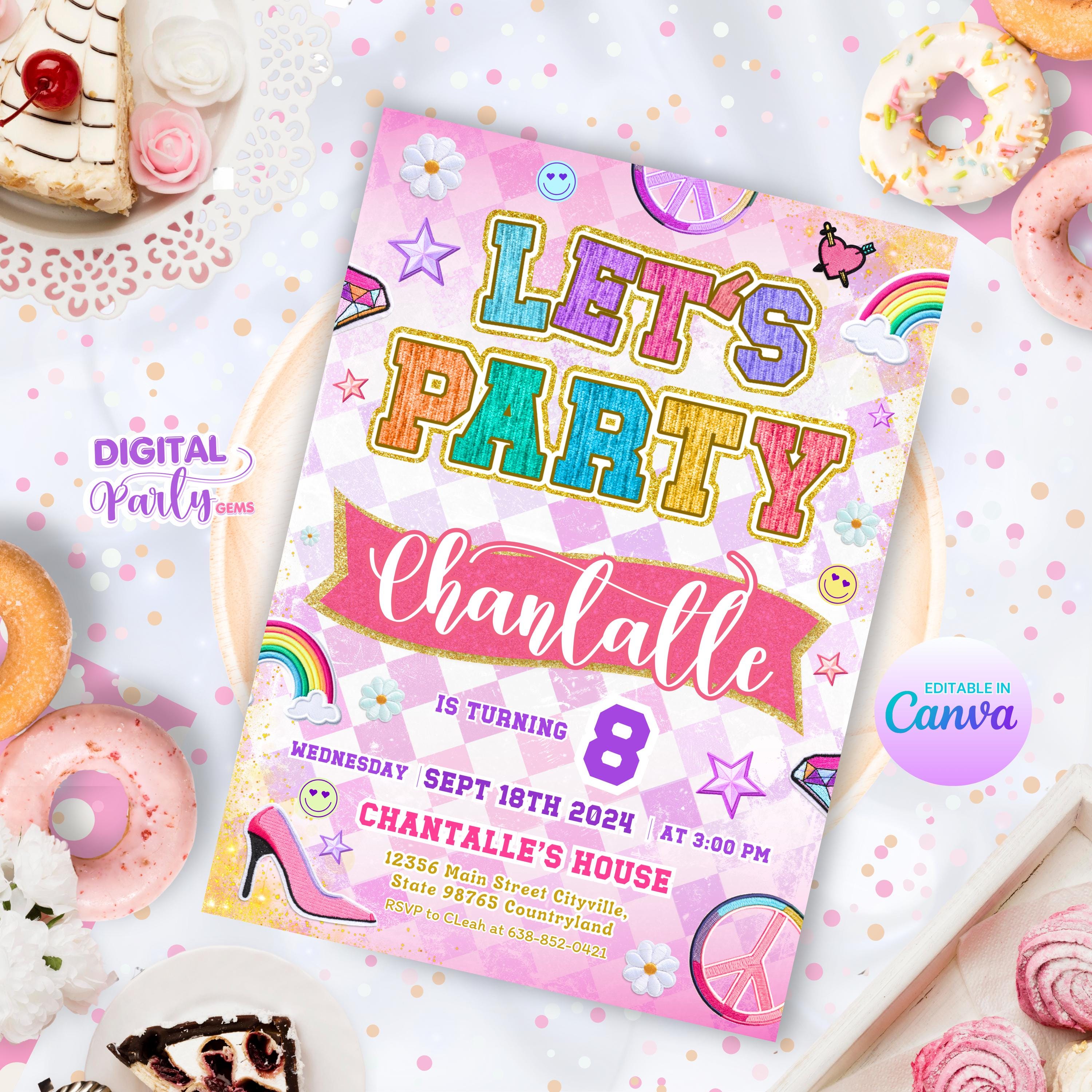 Patch Letter Invitation Preppy Patch Theme Party Invite Editable ...