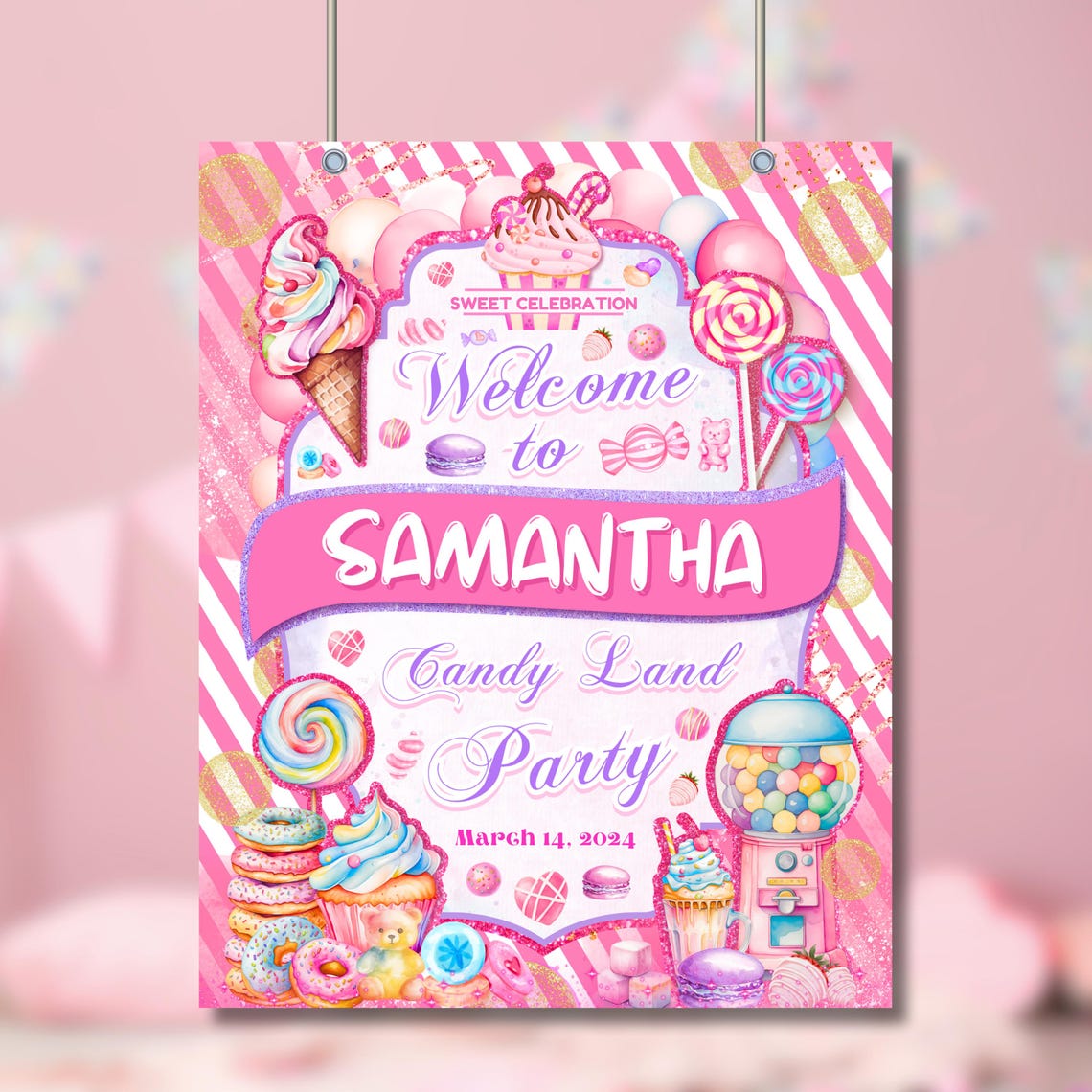 Candy Land Welcome Signage Sweet Candies Shop Welcome Poster Party ...