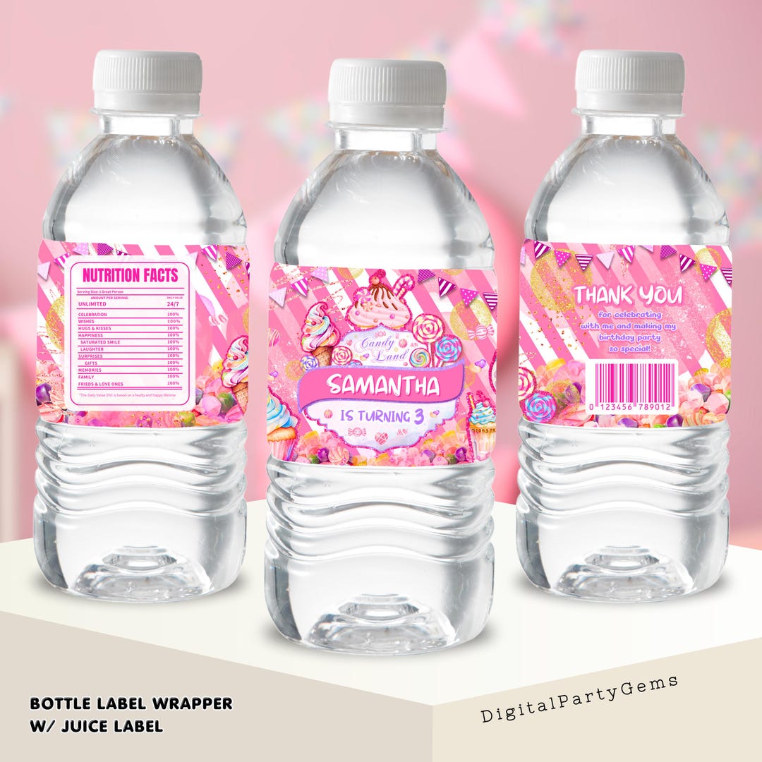 Candy Land Water Bottle Label Sweet Land Party Bottle Wrap Label Sweet ...