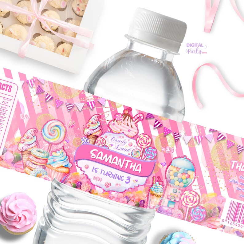 Candy Land Water Bottle Label Sweet Land Party Bottle Wrap Label Sweet ...