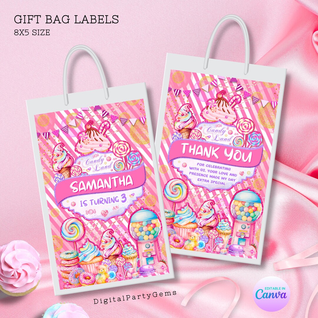 Candy Land Party Gift Bag Label Sweet Candies Shop Theme Party Favor ...