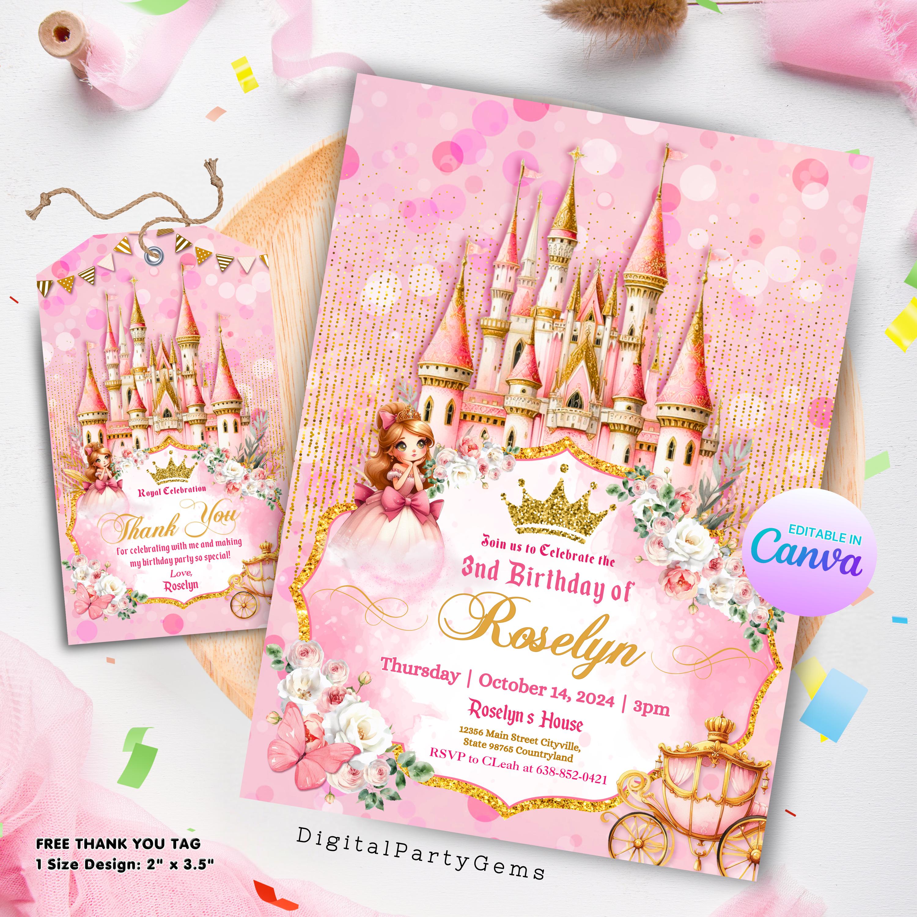 Royal Princess Birthday Invitation Royal Castle Party Invite Editable ...