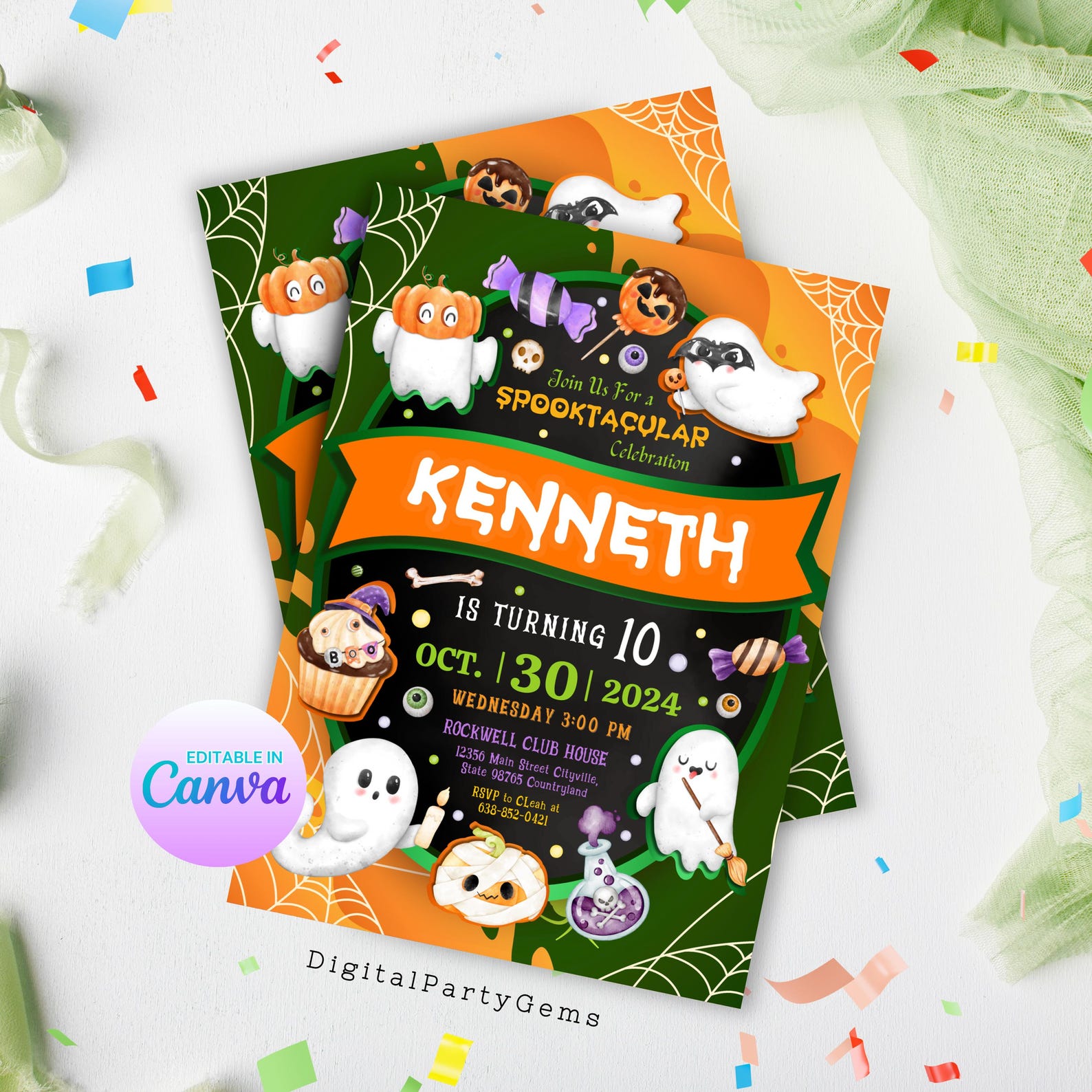 Halloween Party Invitation Spooky Invite Editable Template Invitation ...