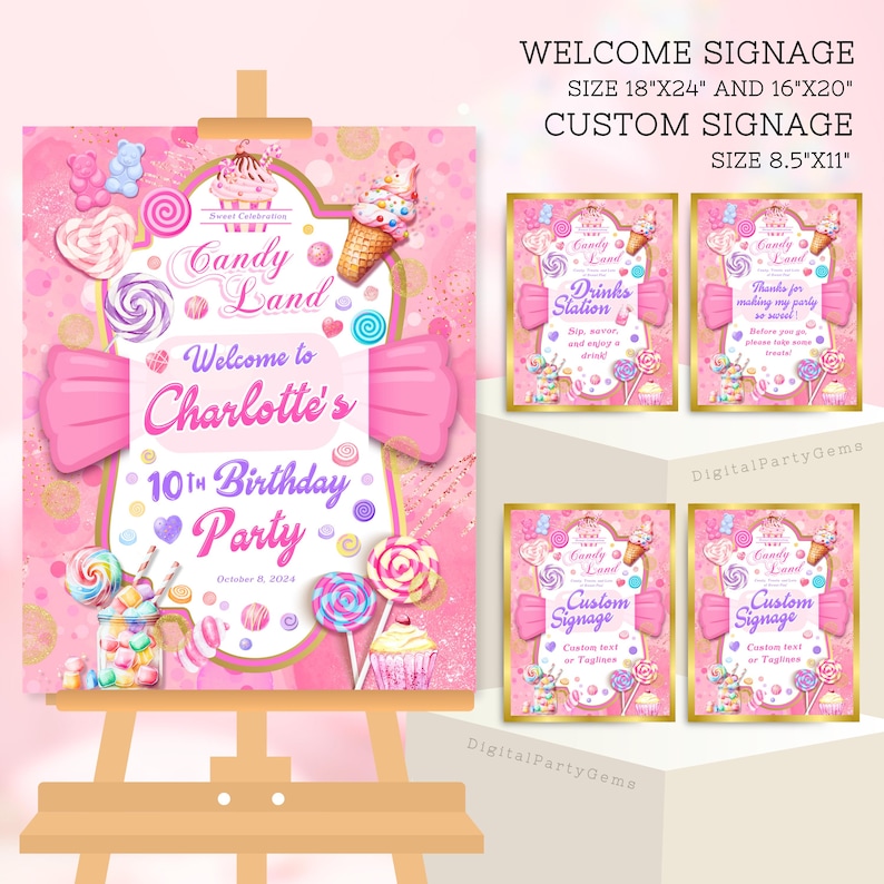 Candy Land Welcome Signage With Custom Sign Candy Shop Theme Editable ...