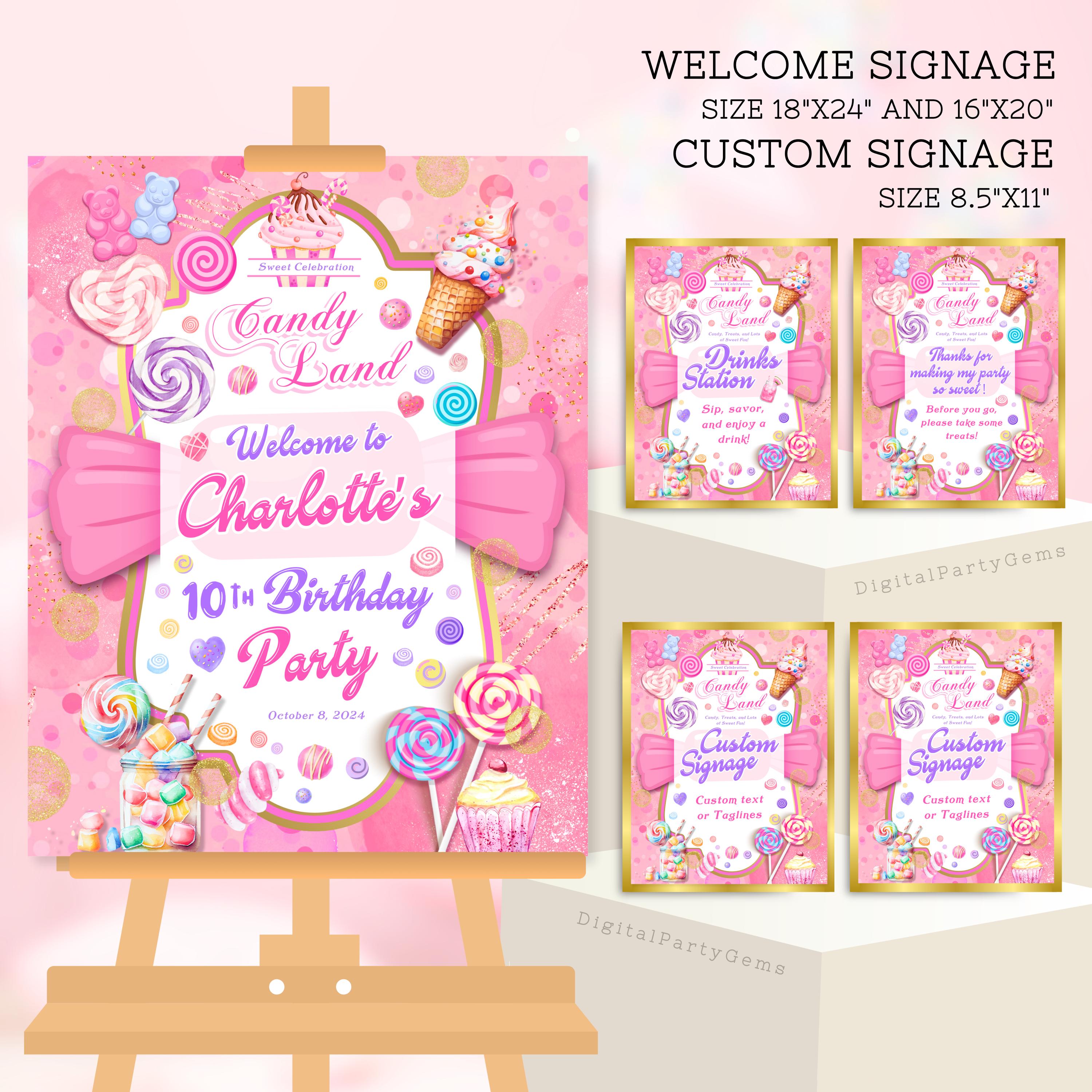 Candy Land Welcome Signage With Custom Sign Candy Shop Theme Editable ...