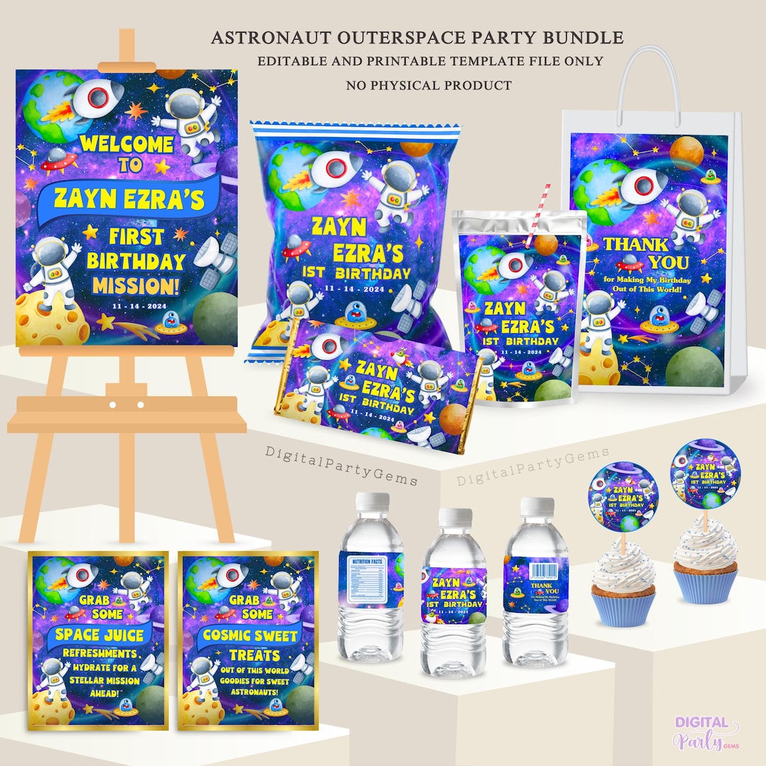 Astronaut Birthday Party Bundle Outer Space Template Party Favor ...