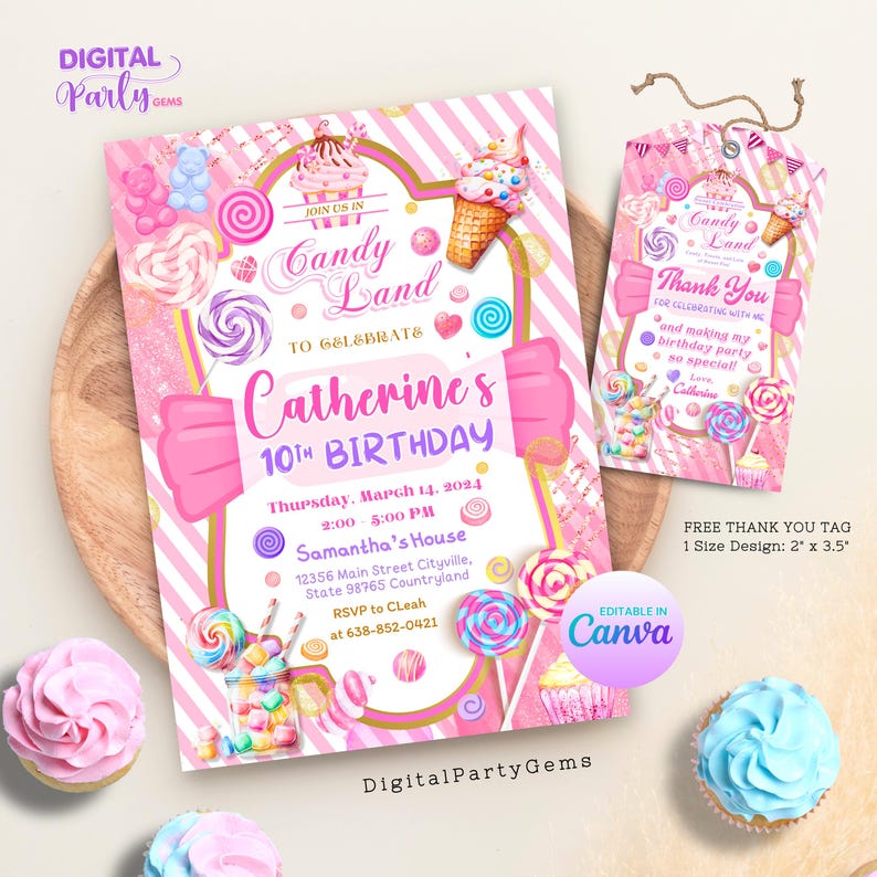 Candy Land Birthday Invitation Sweets Candies Celebration Candy Land ...