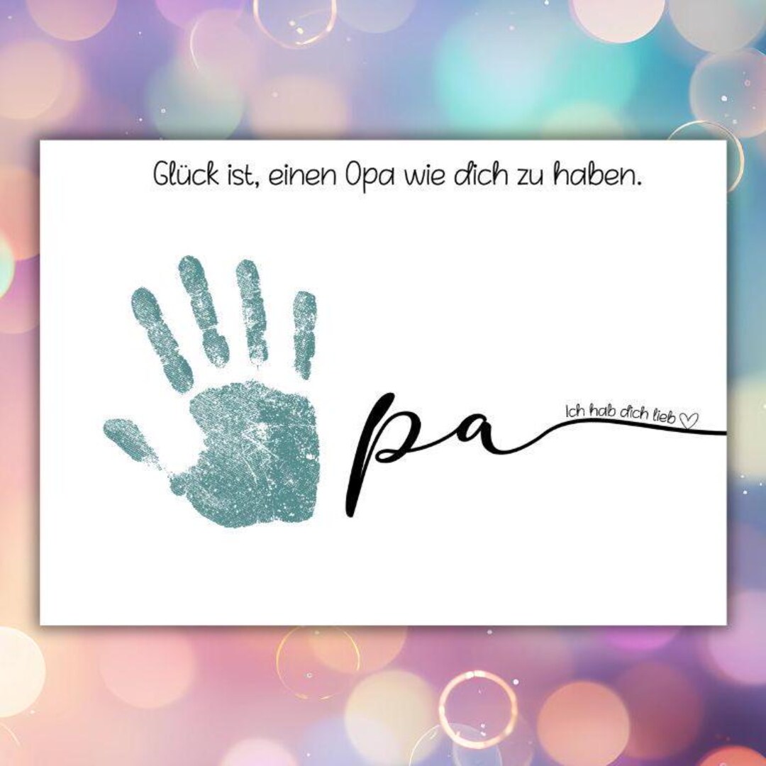 Handprint Grandpa, DIY Gift, Personalized Gift Child, Gift for Grandpa ...