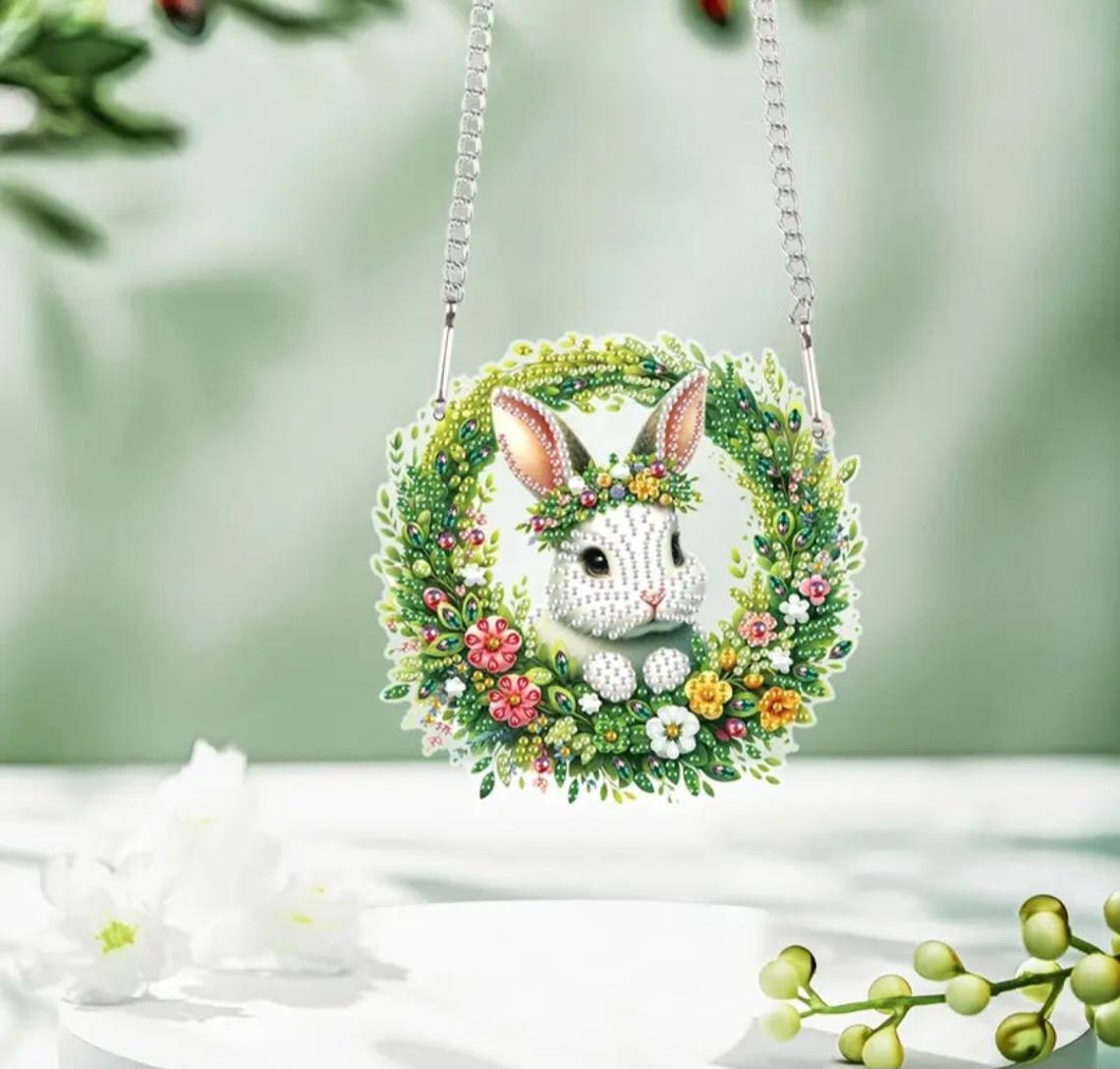 Easter Bunny Window Decor Completed 5 D Diamond Painting. Hello Spring ...