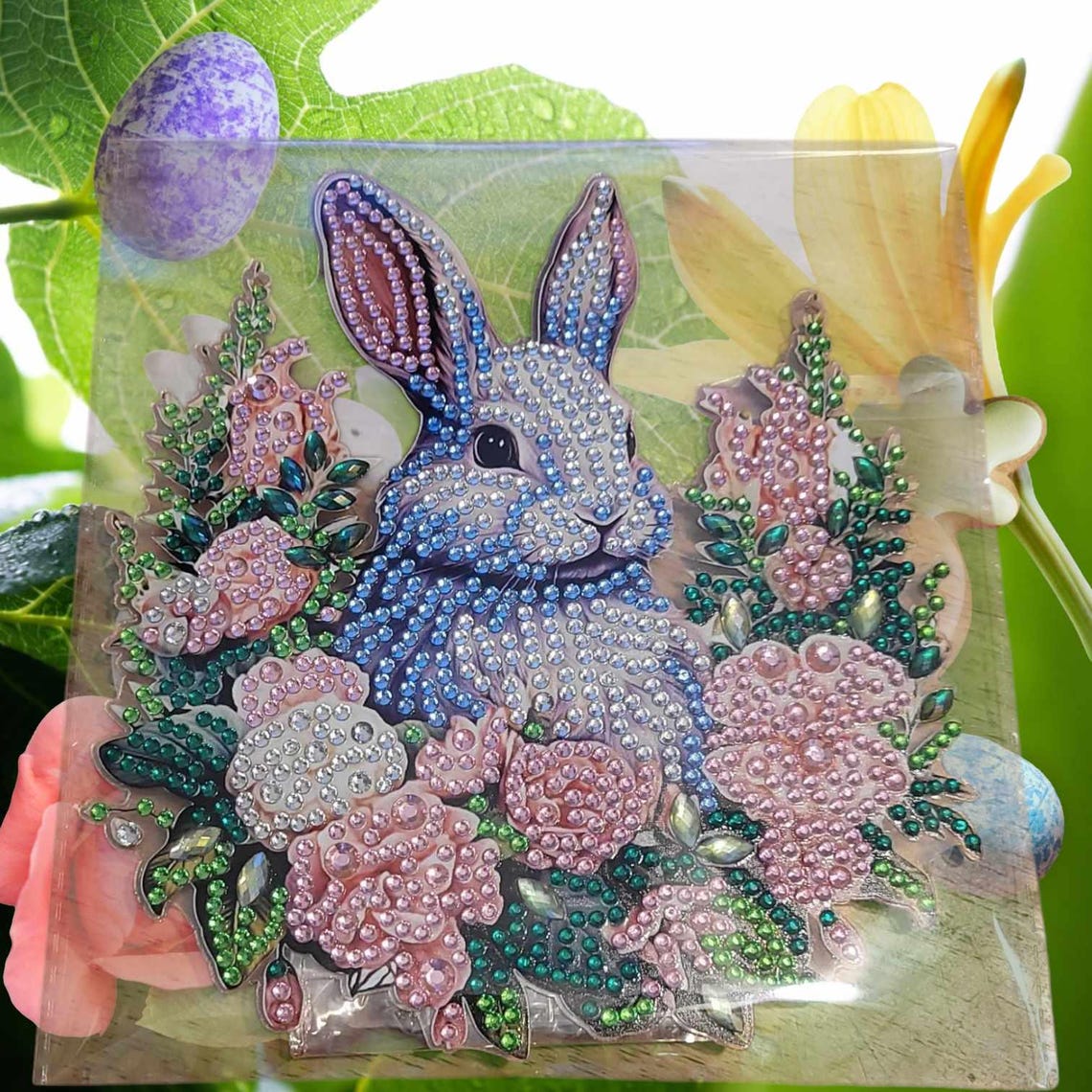 Easter Bunny Window Decor Completed 5 D Diamond Painting. Hello Spring ...