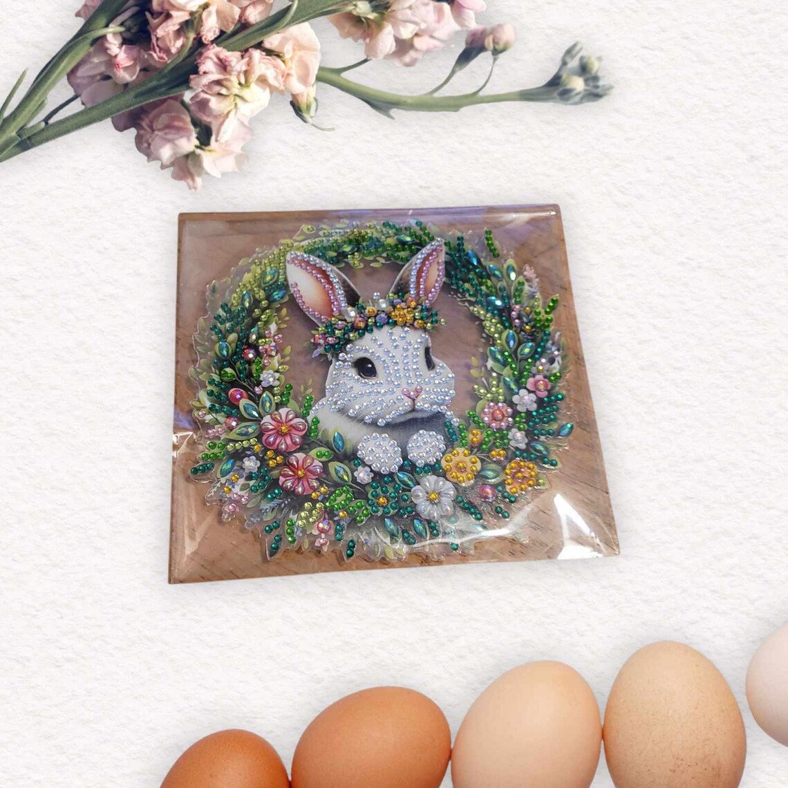 Easter Bunny Window Decor Completed 5 D Diamond Painting. Hello Spring ...