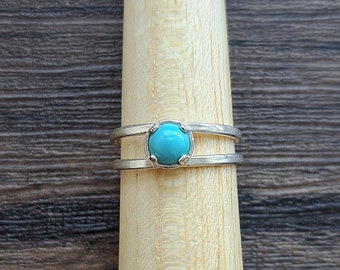 Simple Adjustable Silver Turquoise Ring - Etsy