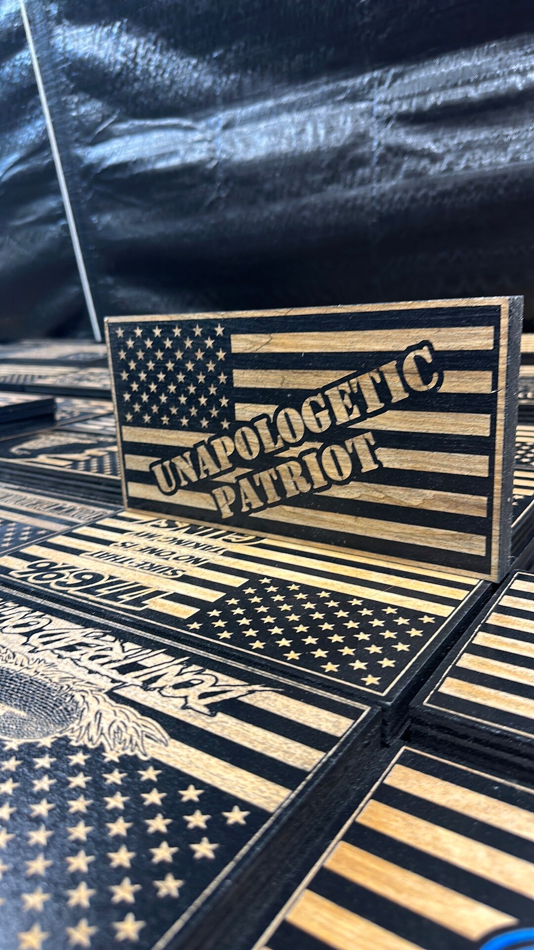 American Flag Wooden Sign Unapologetic American - Etsy