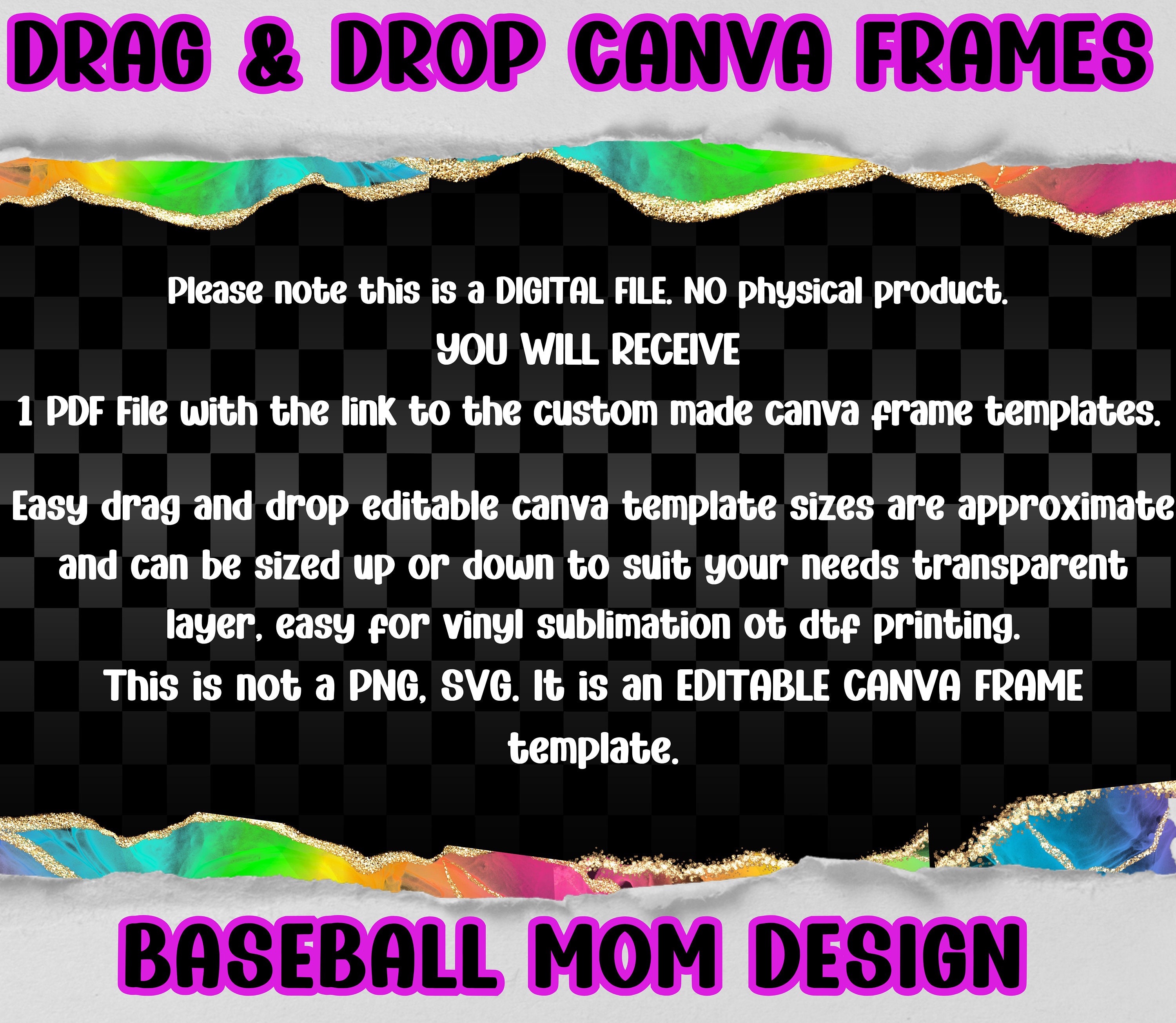 Baseball Mom Canva Frame Templete, Editable Drag and Drop Templete ...
