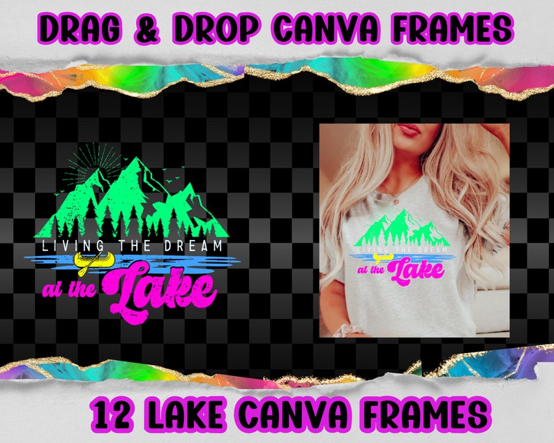 Summer Canva Frames, Lake DIY Canva Frame Templetes, Easy Drag and Drop ...