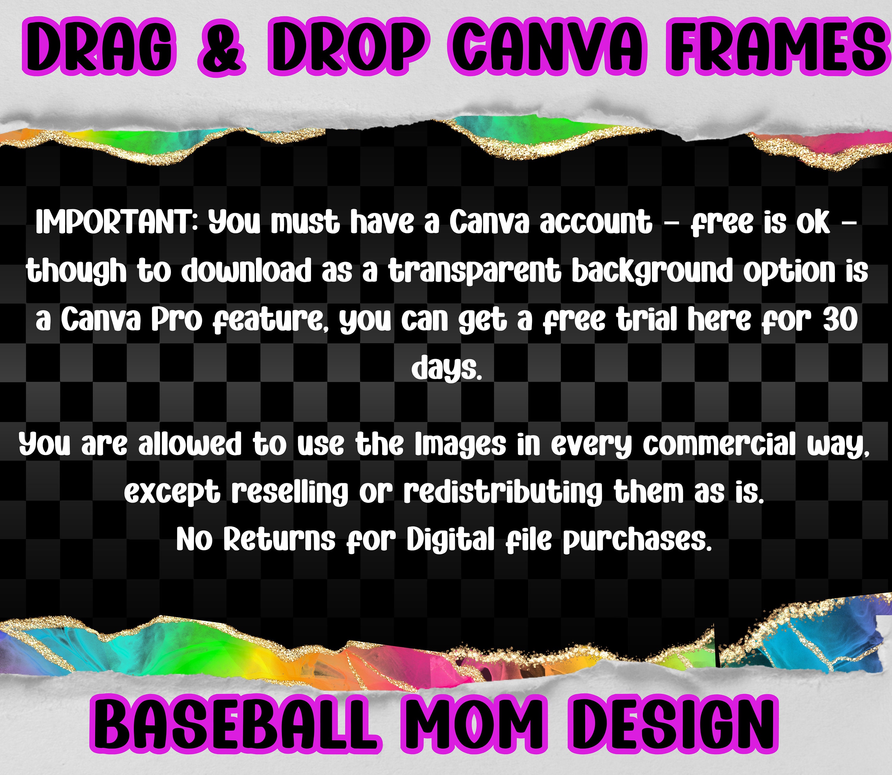 Baseball Mom Canva Frame Templete, Editable Drag and Drop Templete ...