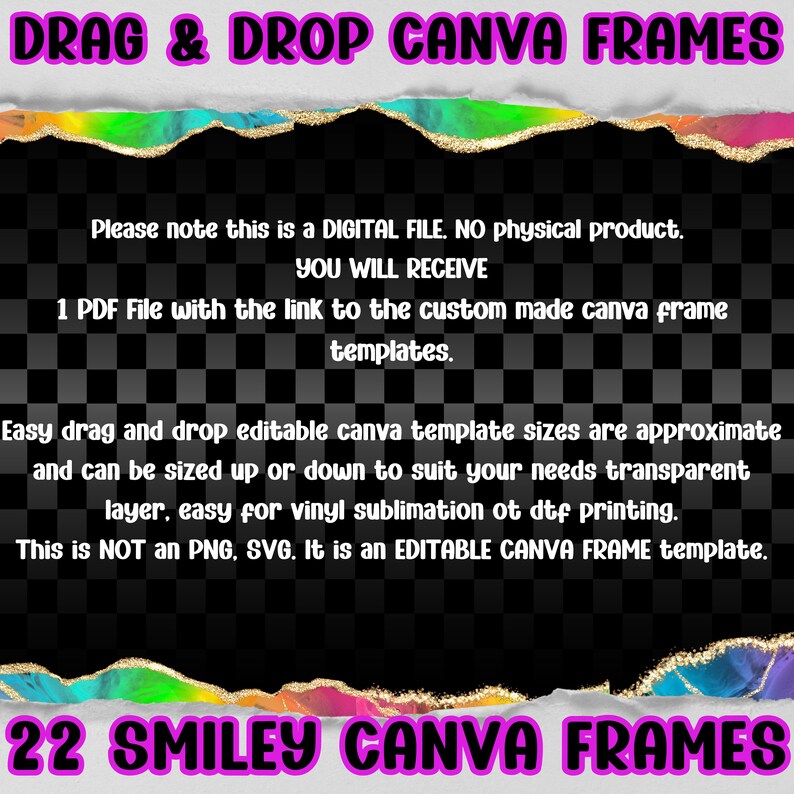 Smiley Face Canva Frames / Drag and Drop Templetes / Customize Your Own ...