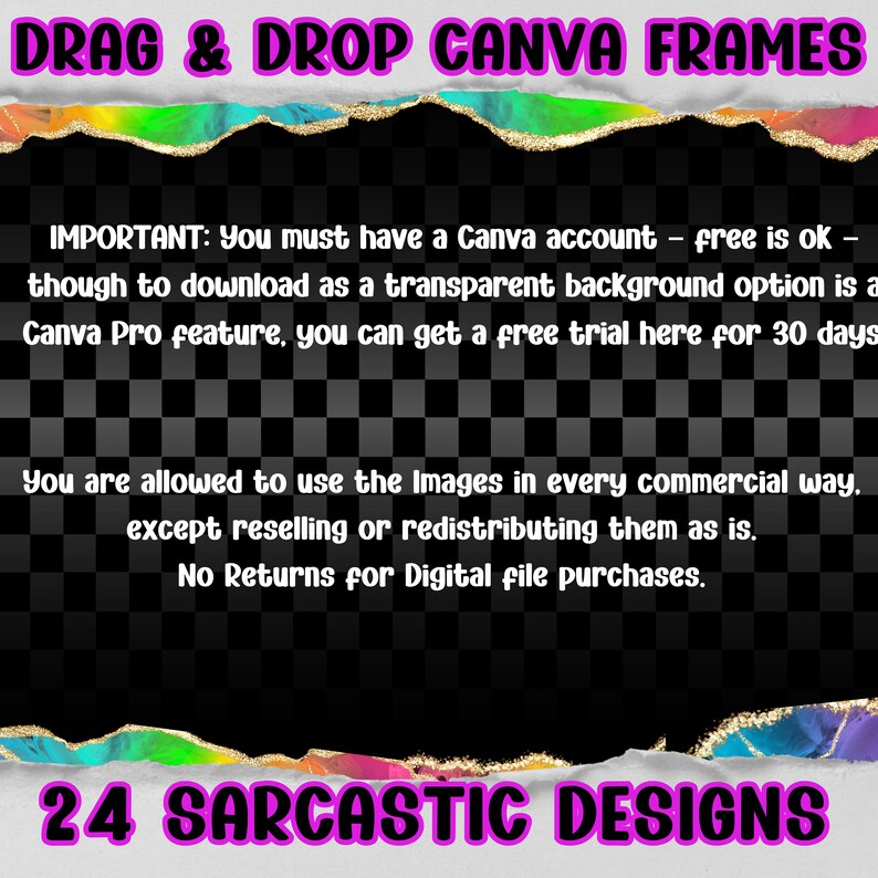 24 Drag and Drop Canva Frame, Canva Editable Templete Bundle, Sarcastic ...