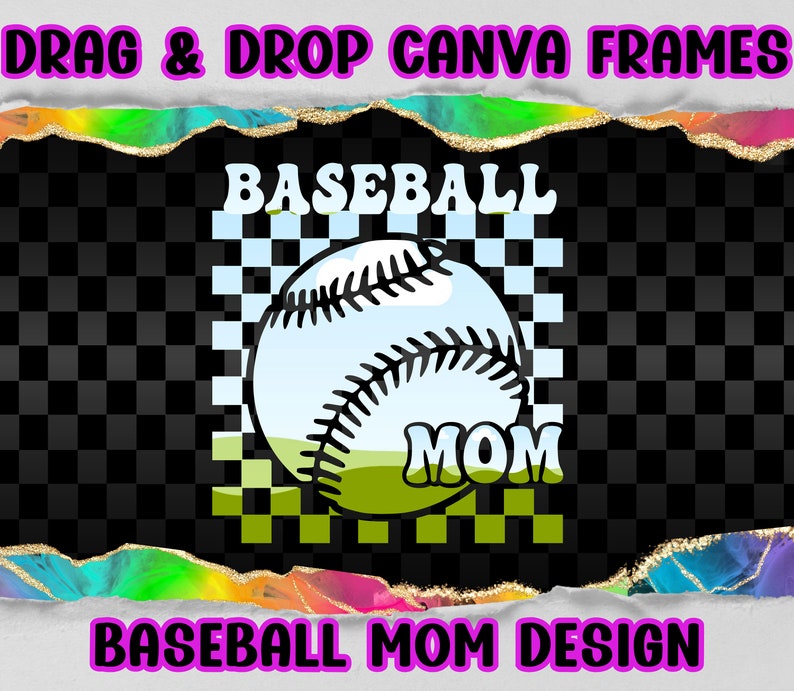 Baseball Mom Canva Frame Templete, Editable Drag and Drop Templete ...