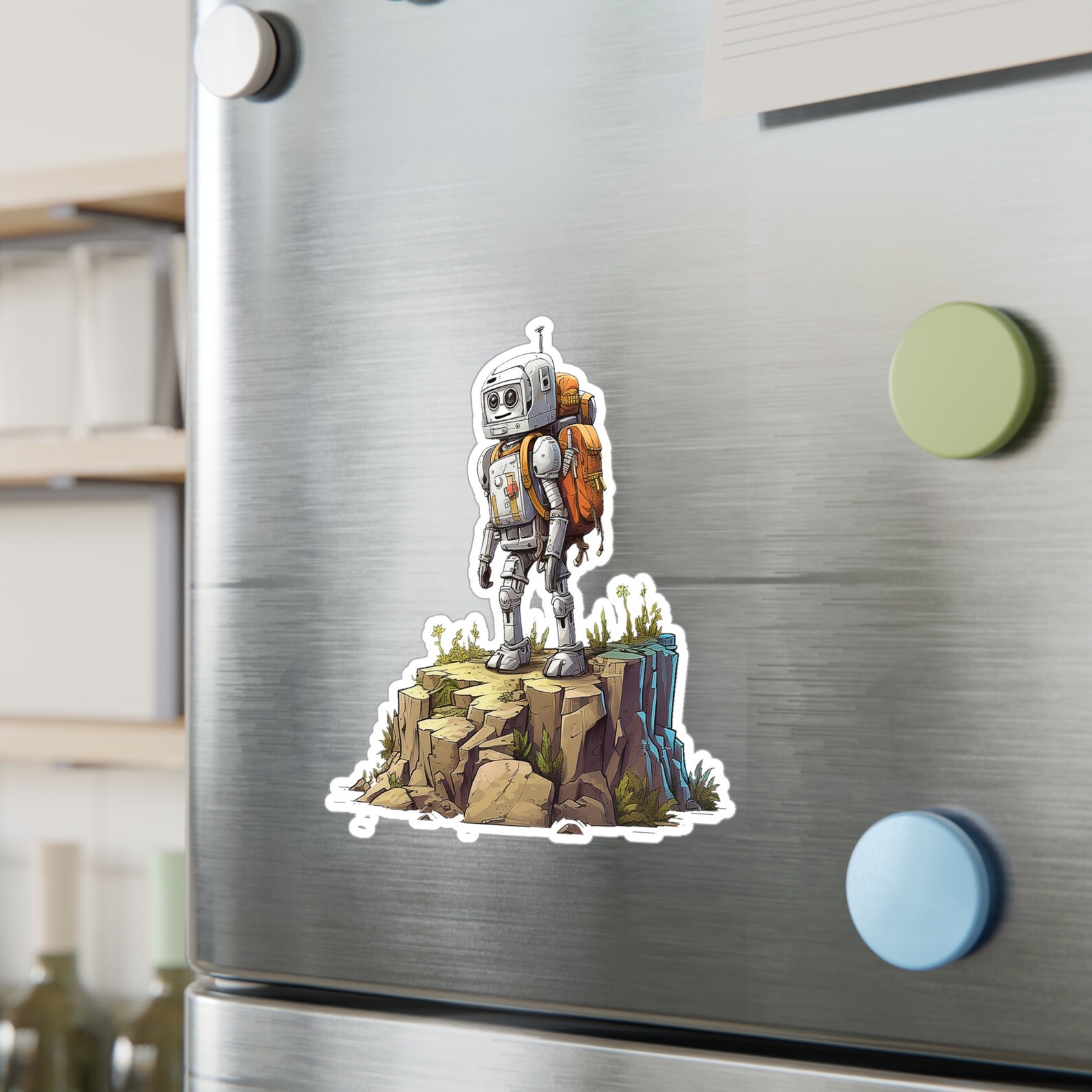 Robot Hiker Vinyl Sticker - Etsy