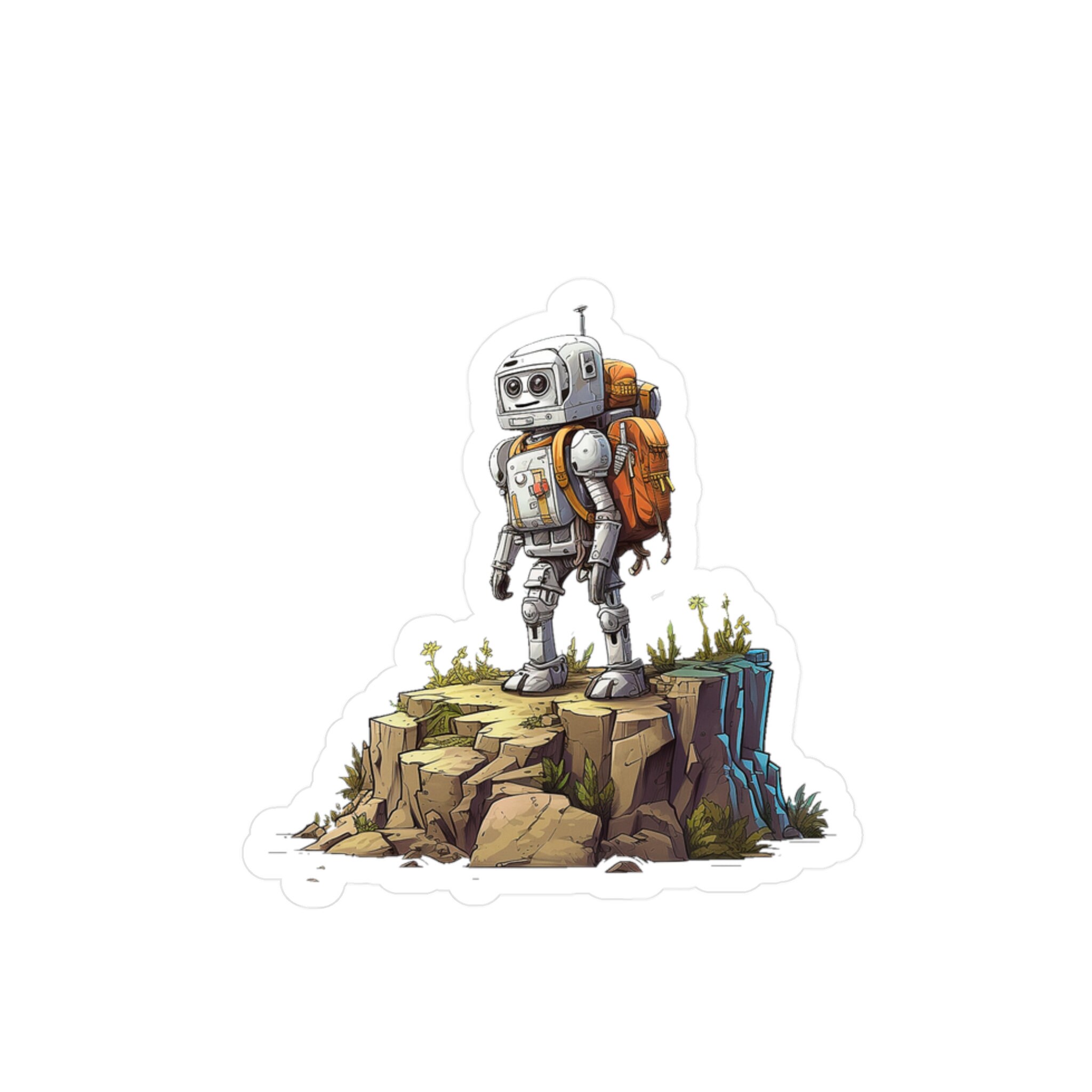 Robot Hiker Vinyl Sticker - Etsy