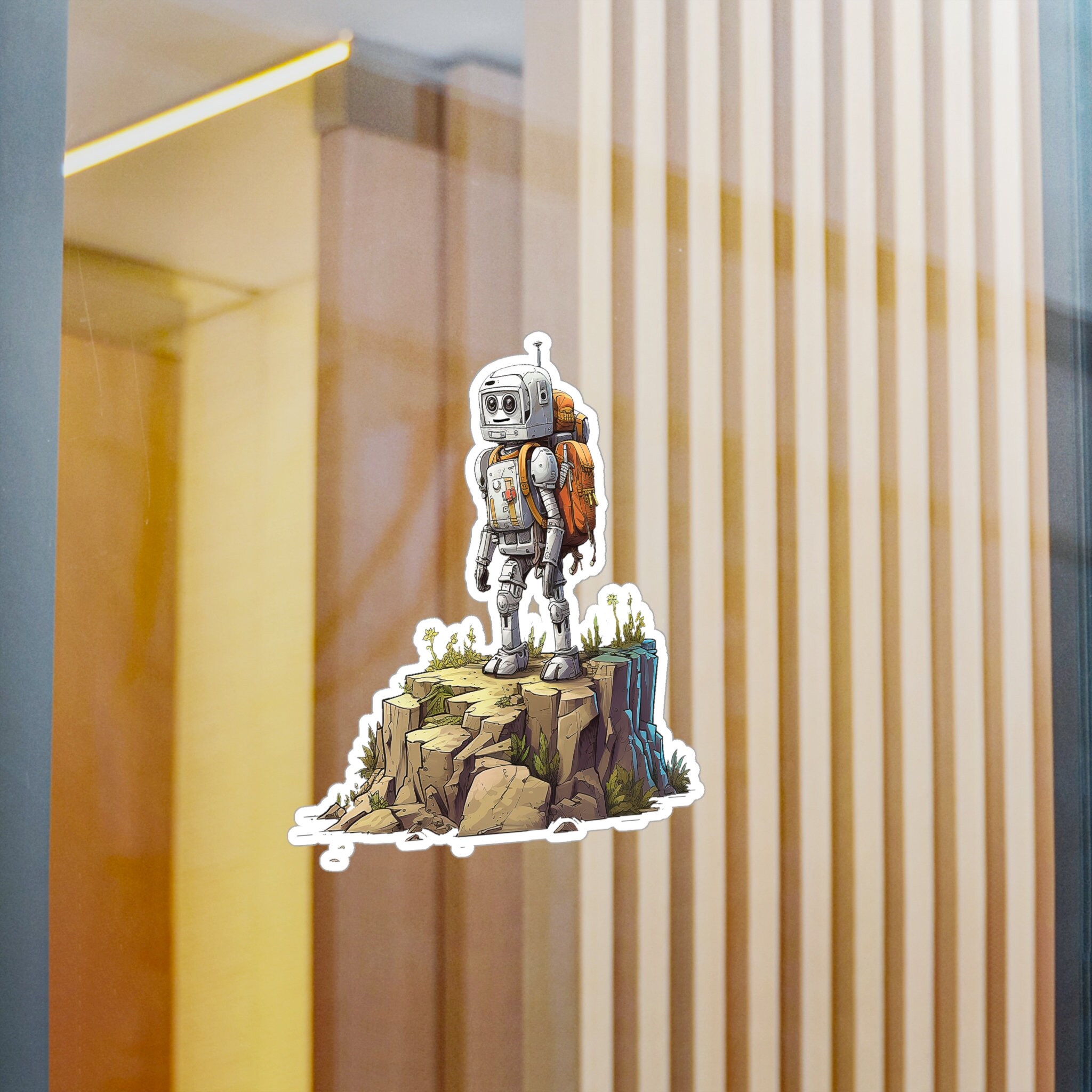 Robot Hiker Vinyl Sticker - Etsy