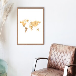 Printable World Map gold - Etsy