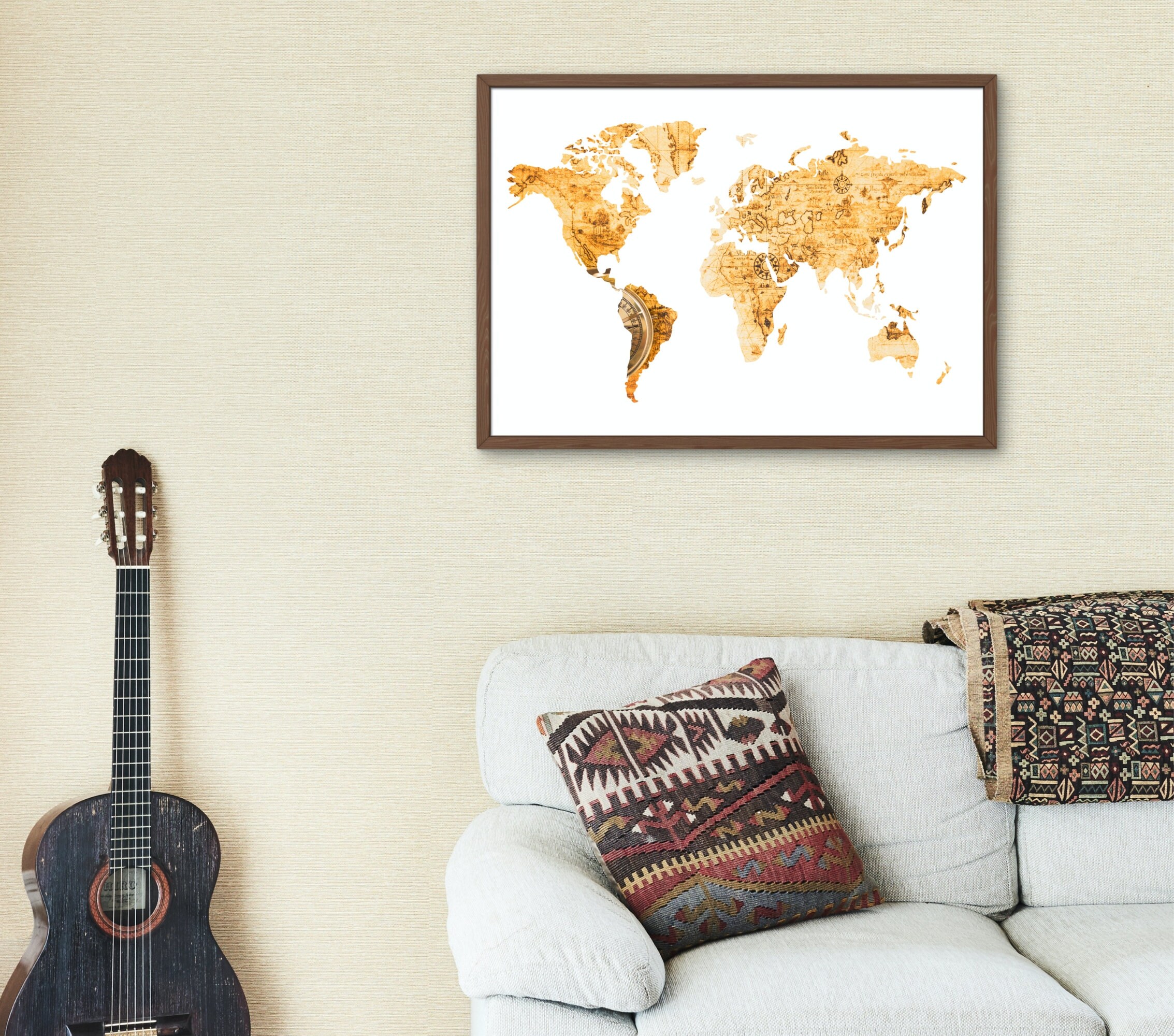 Printable World Map gold - Etsy
