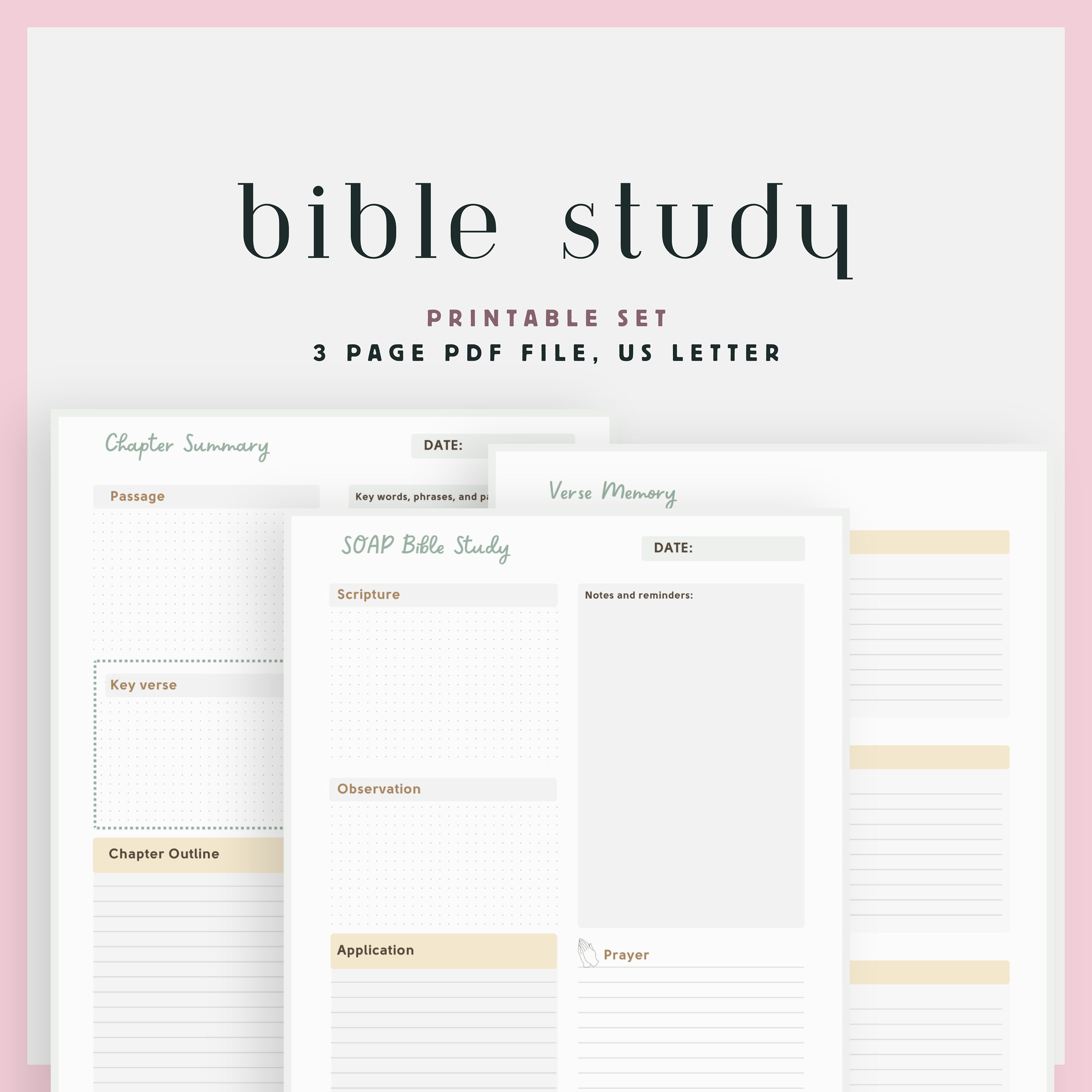 Printable Bible Study Journal Pages With SOAP Bible Study - Etsy