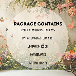Bundle of 22 Springtime Whimsy Digital Backdrops, Easter Photo Props ...