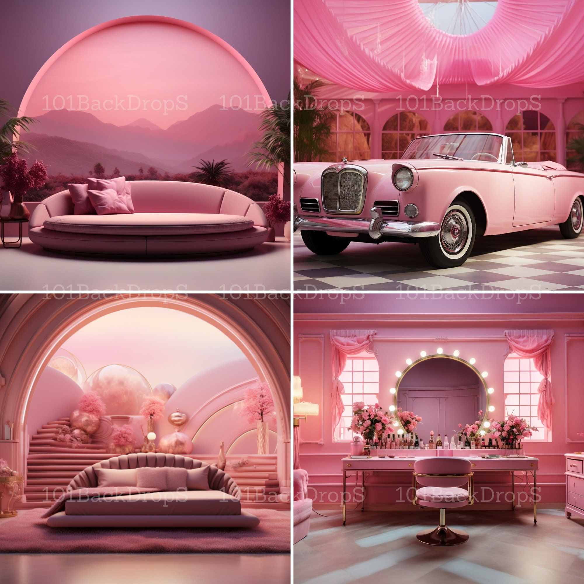 Mega Bundle of Doll Backdrops, Pink Digital Backdrops for Doll ...