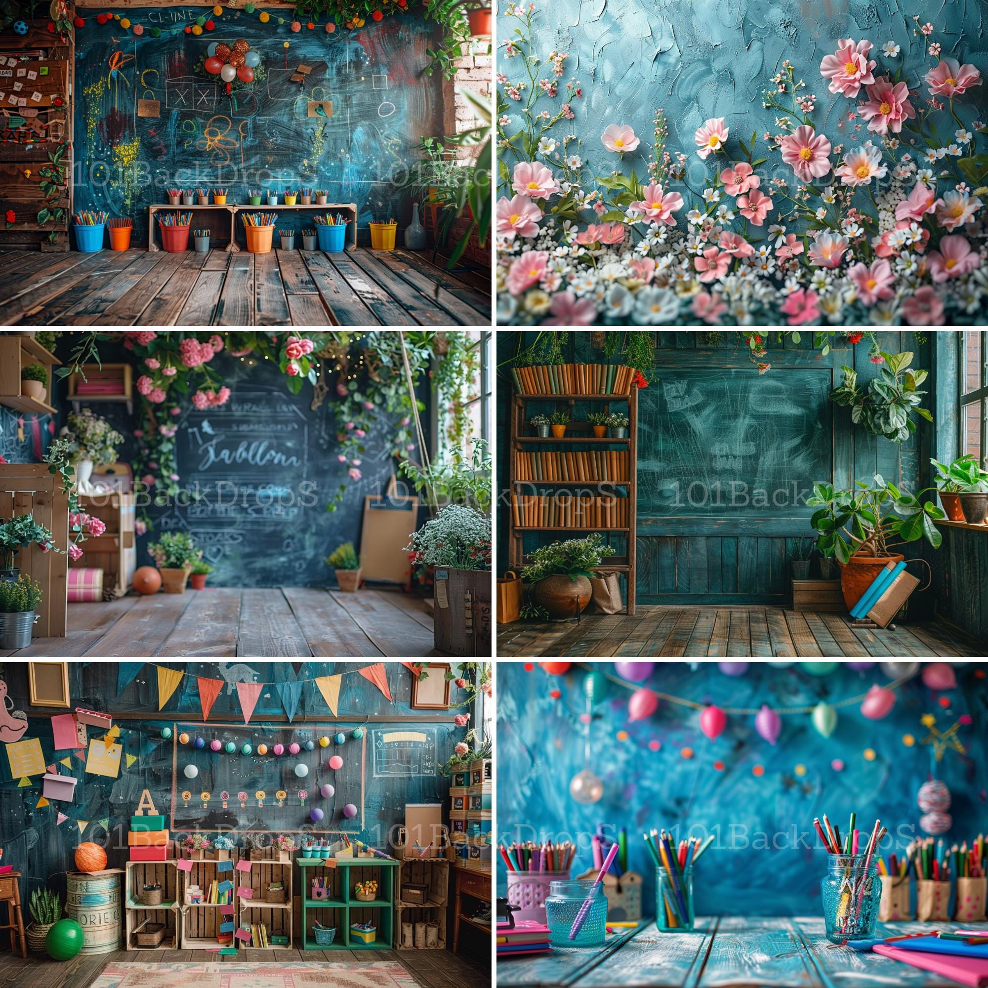 Back to School Digital Backdrops, Chalkboard Background, Classroom ...